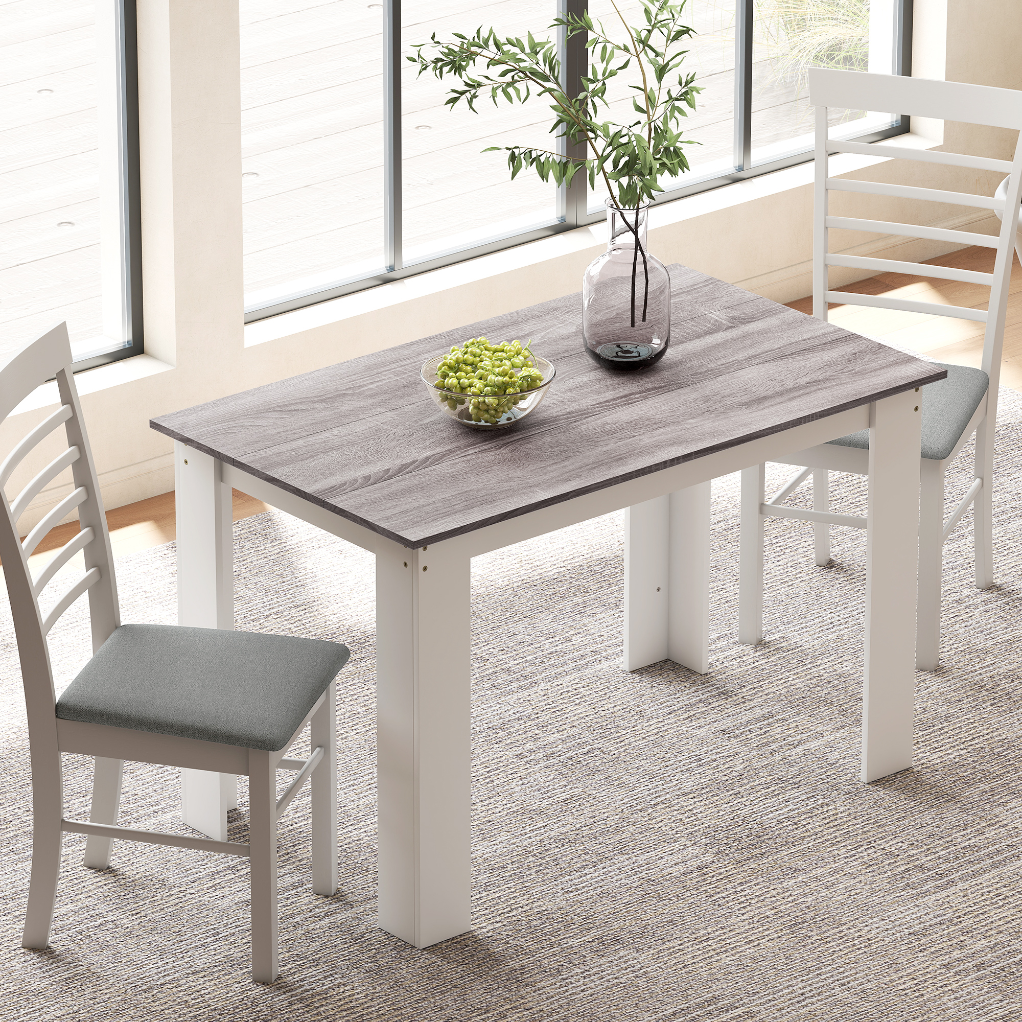 HOMCOM Kitchen Table for 4-6 People, Dining Table with Veneered Top for ...