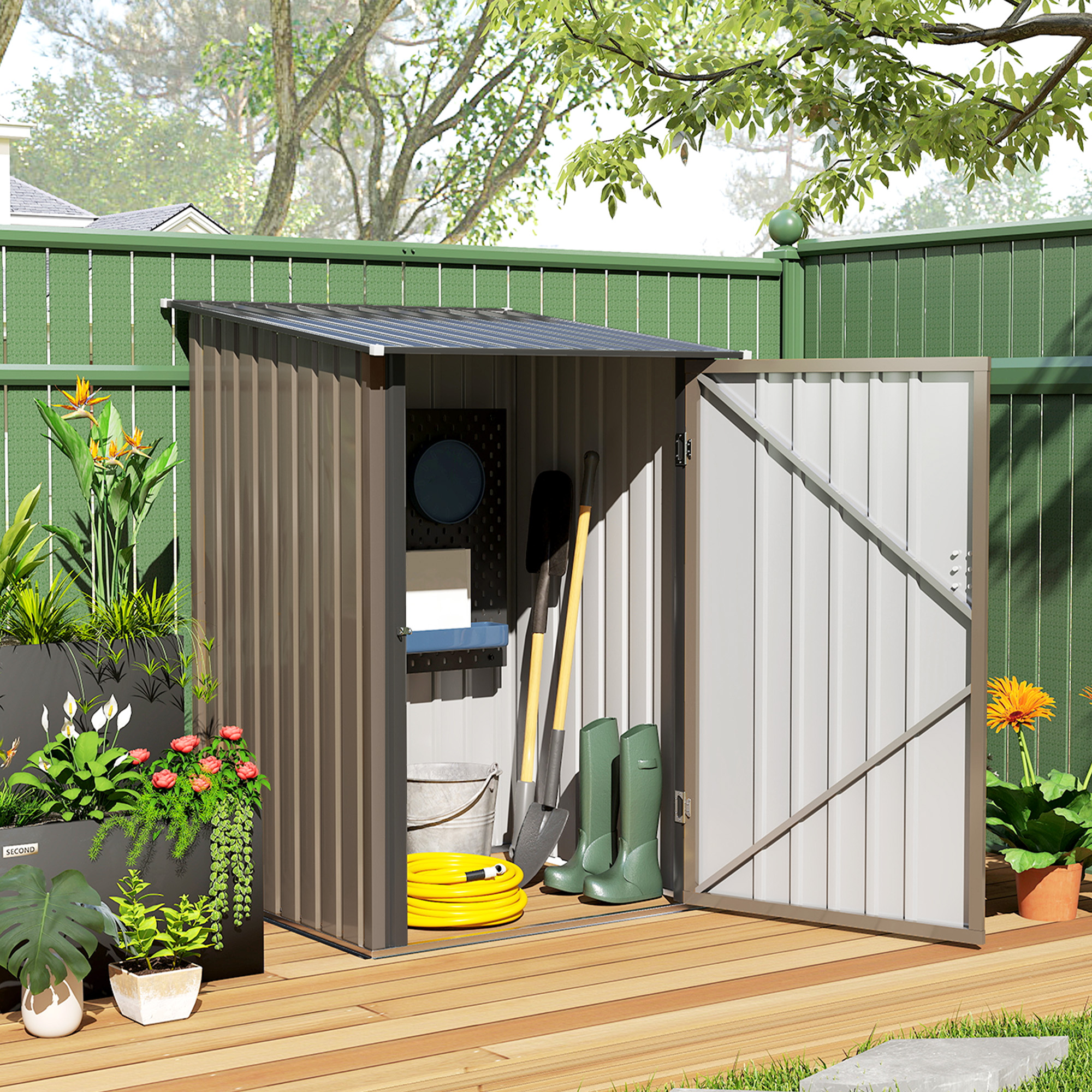 Outsunny Small Outdoor Storage Shed, Garden Tool Shed with Lockable ...