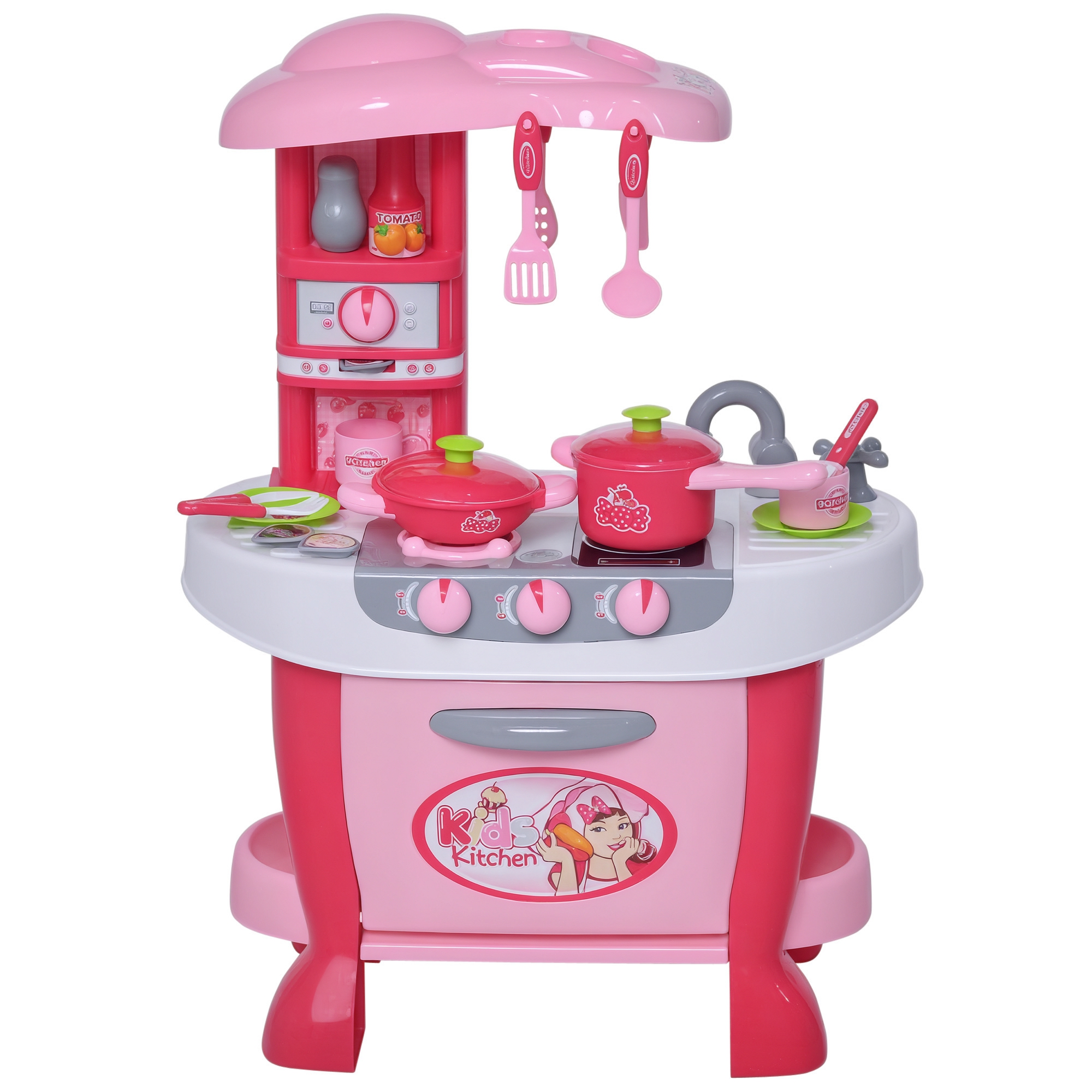 Qaba Kids Kitchen Play Set Pretend Toy Children Role Play Game Toy with ...