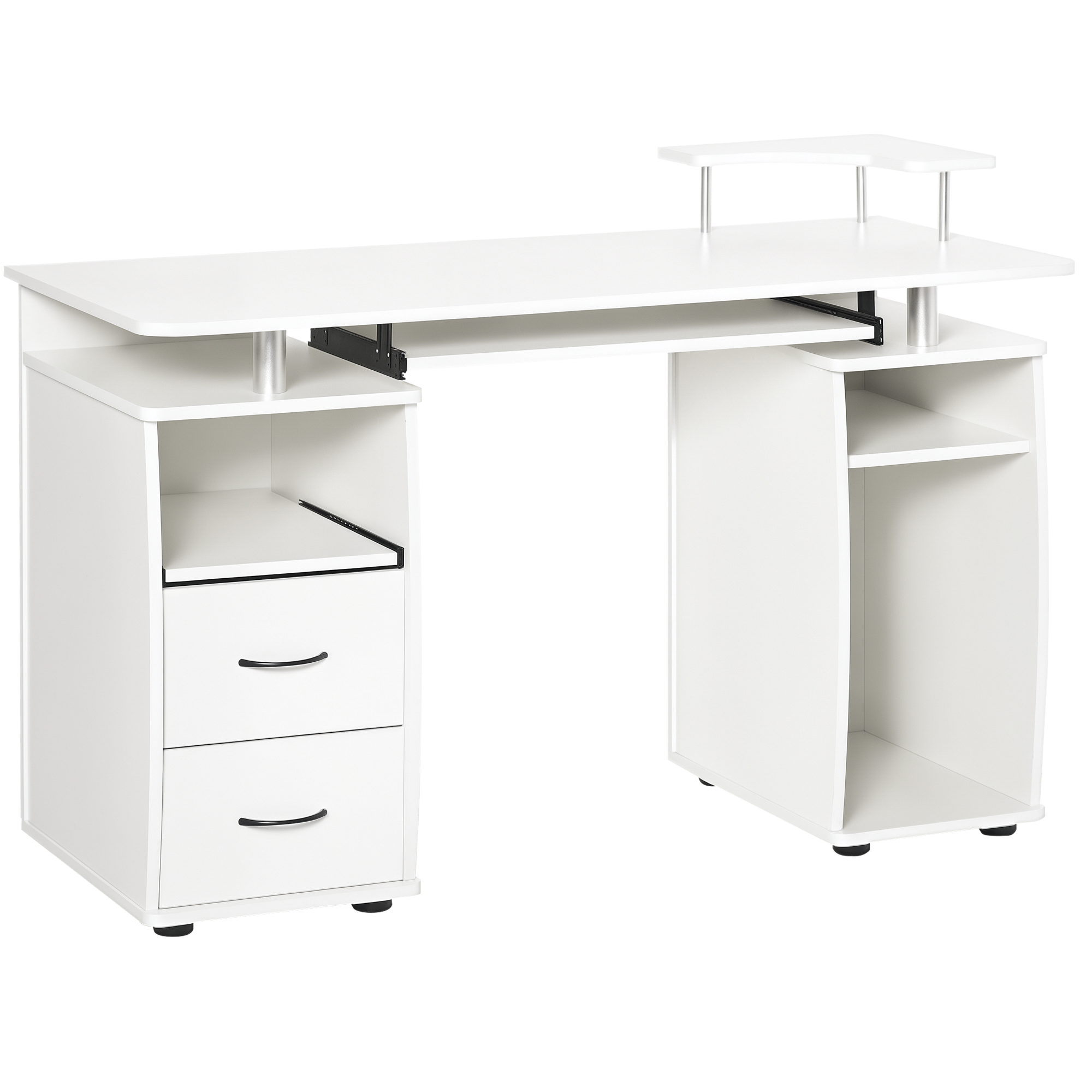 HOMCOM Computer Desk with Keyboard Tray, CPU Stand, Writing Desk with ...