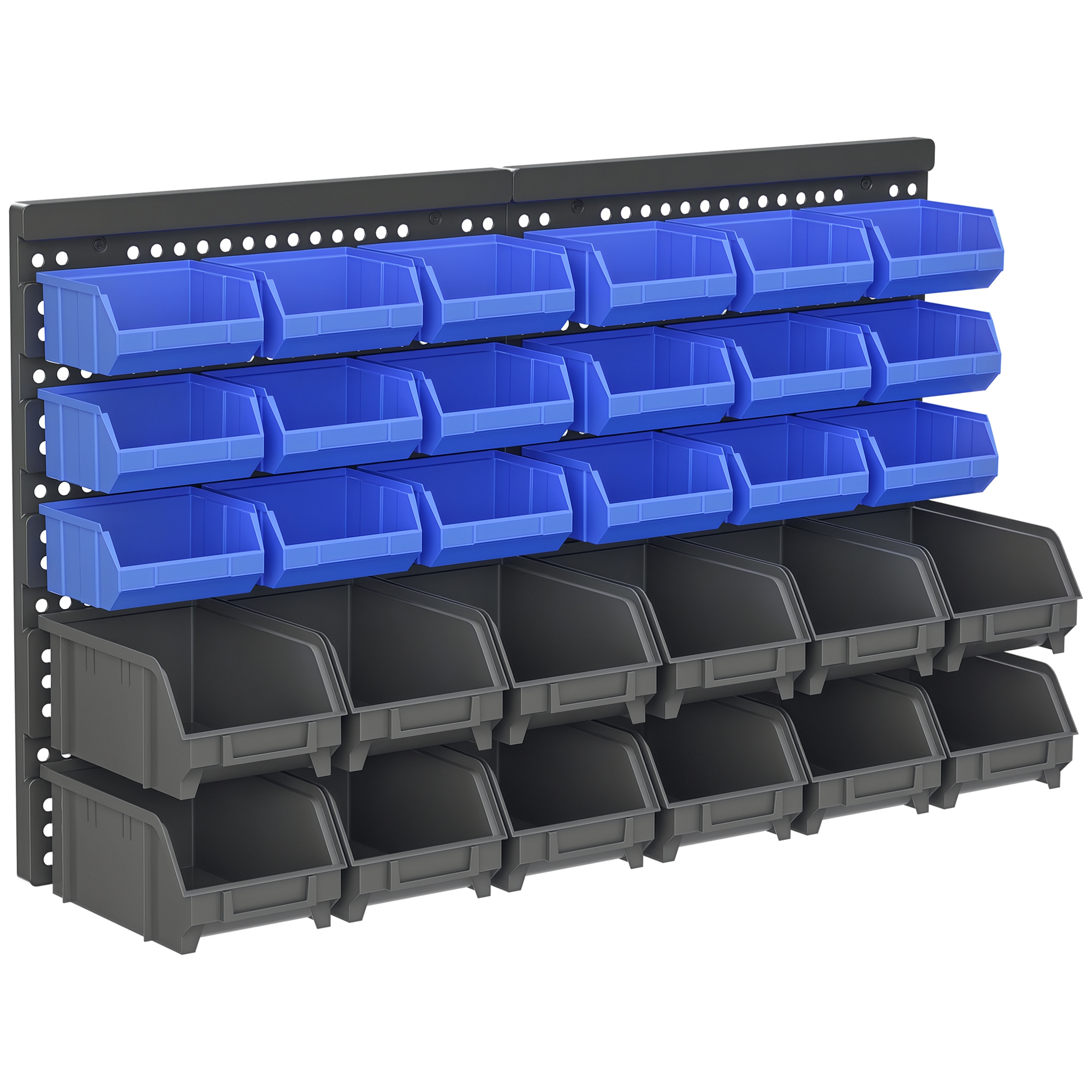 DURHAND Wall Mounted Storage Bin Rack Tool Organizer with 30 Bins ...