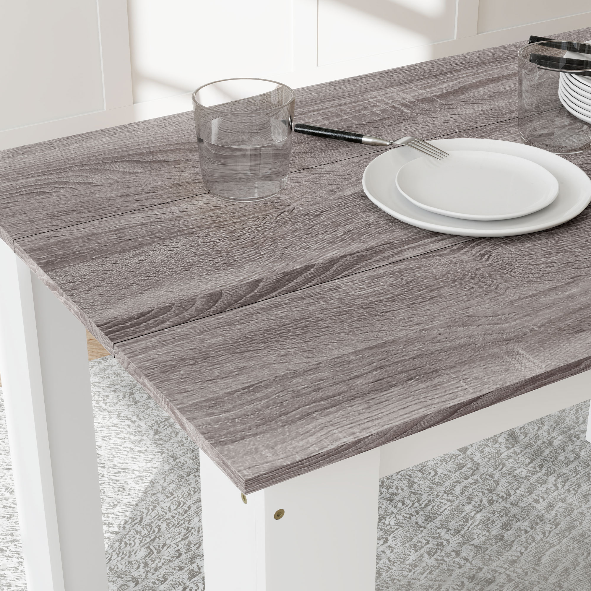HOMCOM Kitchen Table for 4-6 People, Dining Table with Veneered Top for ...
