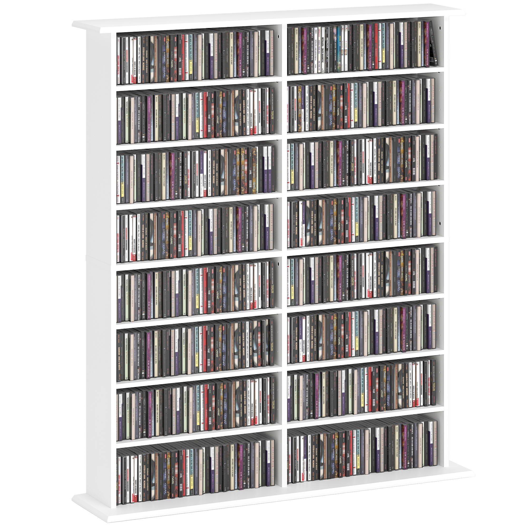 HOMCOM 8-Tier DVD Shelf with 12 Adjustable Shelves, Double CD Shelf ...
