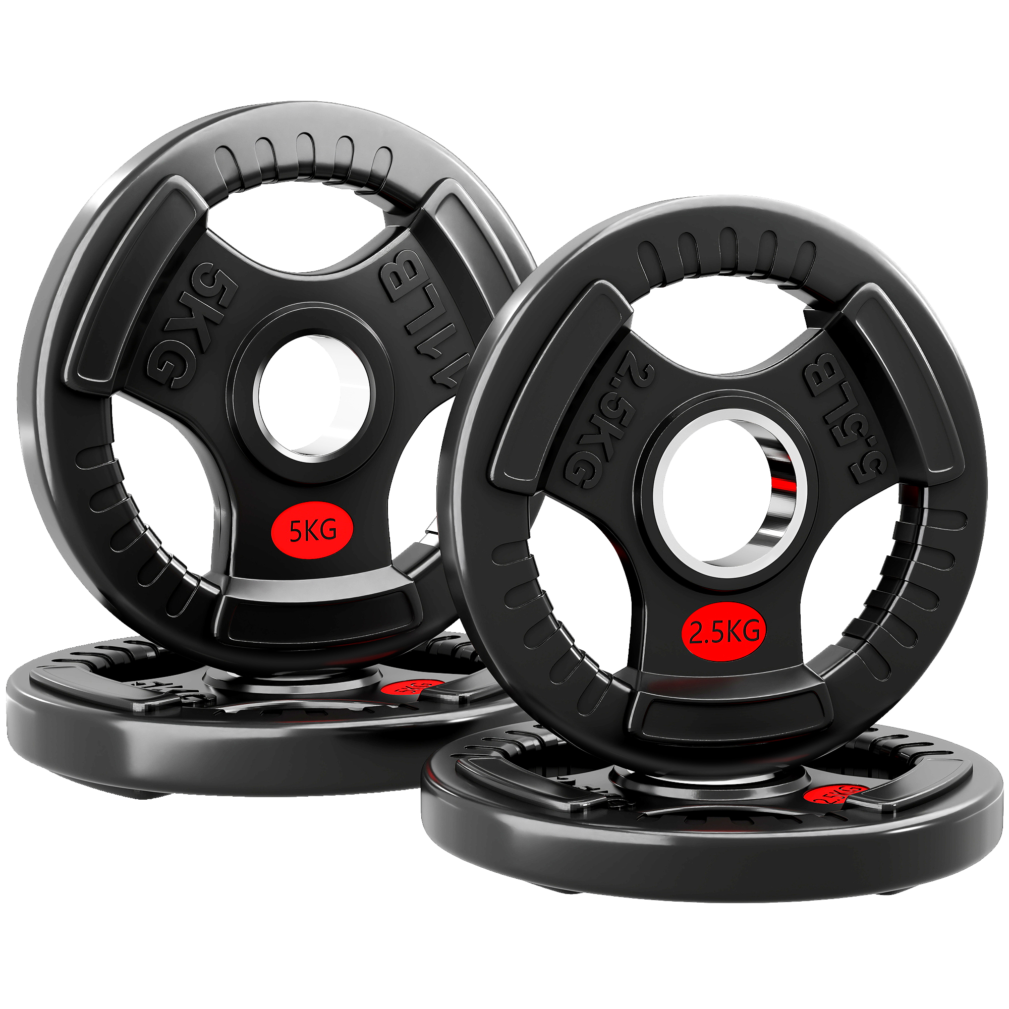 Soozier Weight Plates Set, 2-Inch Barbell Weights Set w/Tri-Grips for ...