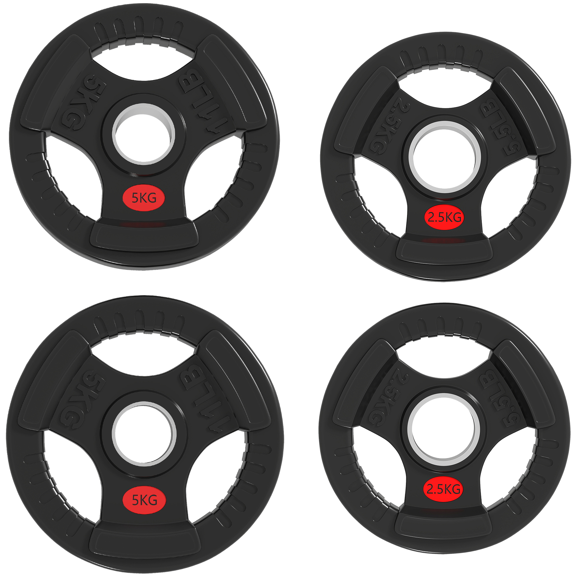 Soozier Weight Plates Set, 2-Inch Barbell Weights Set w/Tri-Grips for ...