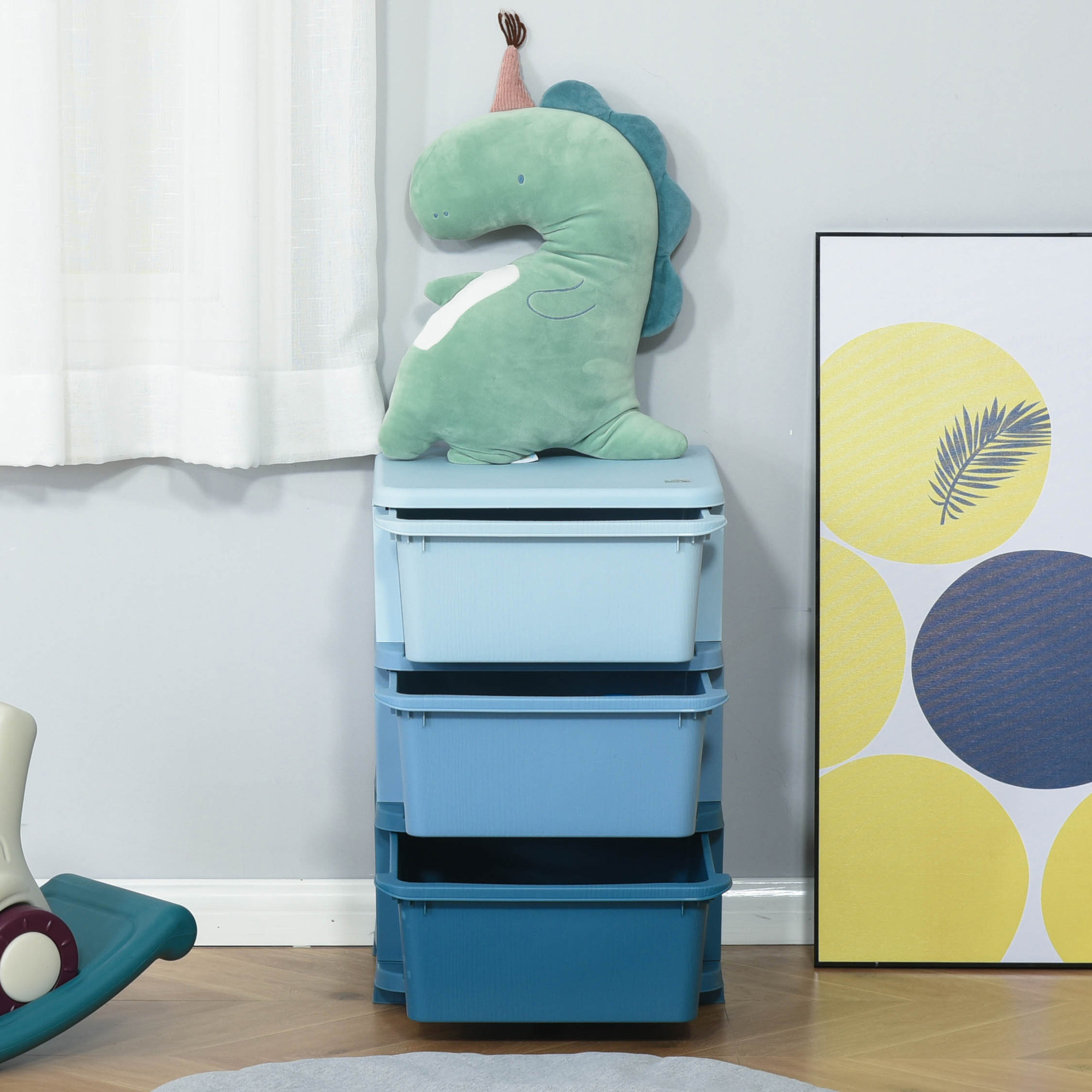 Qaba Kids Storage Unit Dresser Tower with Drawers 3 Tier Chest Toy ...