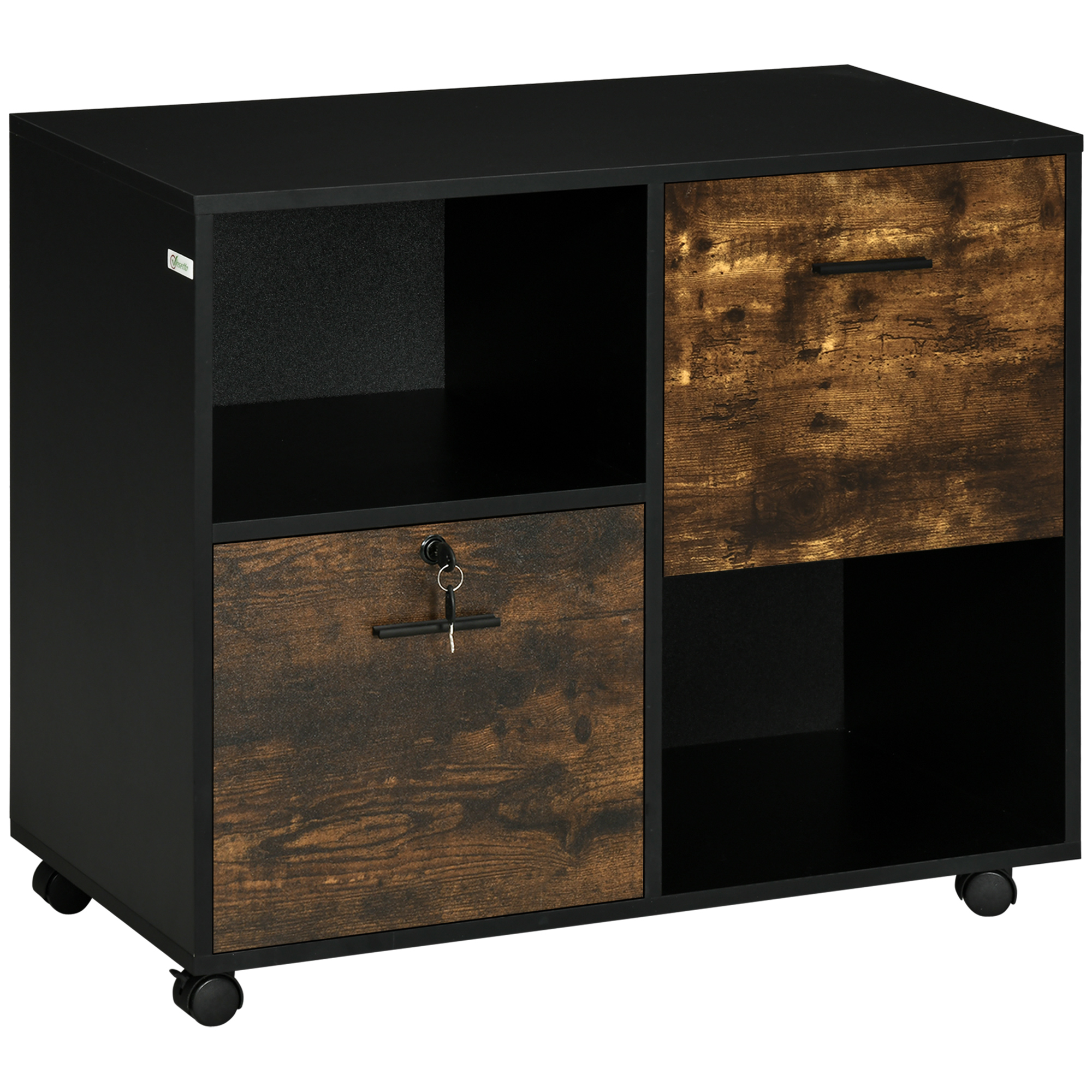 Vinsetto Lateral File Cabinet with Drawers and Lock, Mobile Printer ...