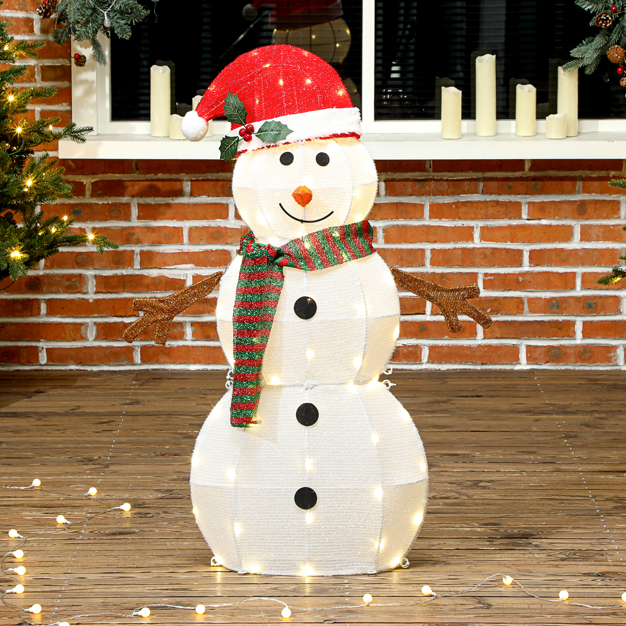 Outsunny Lighted Christmas Decoration, Outdoor Christmas Snowman with ...