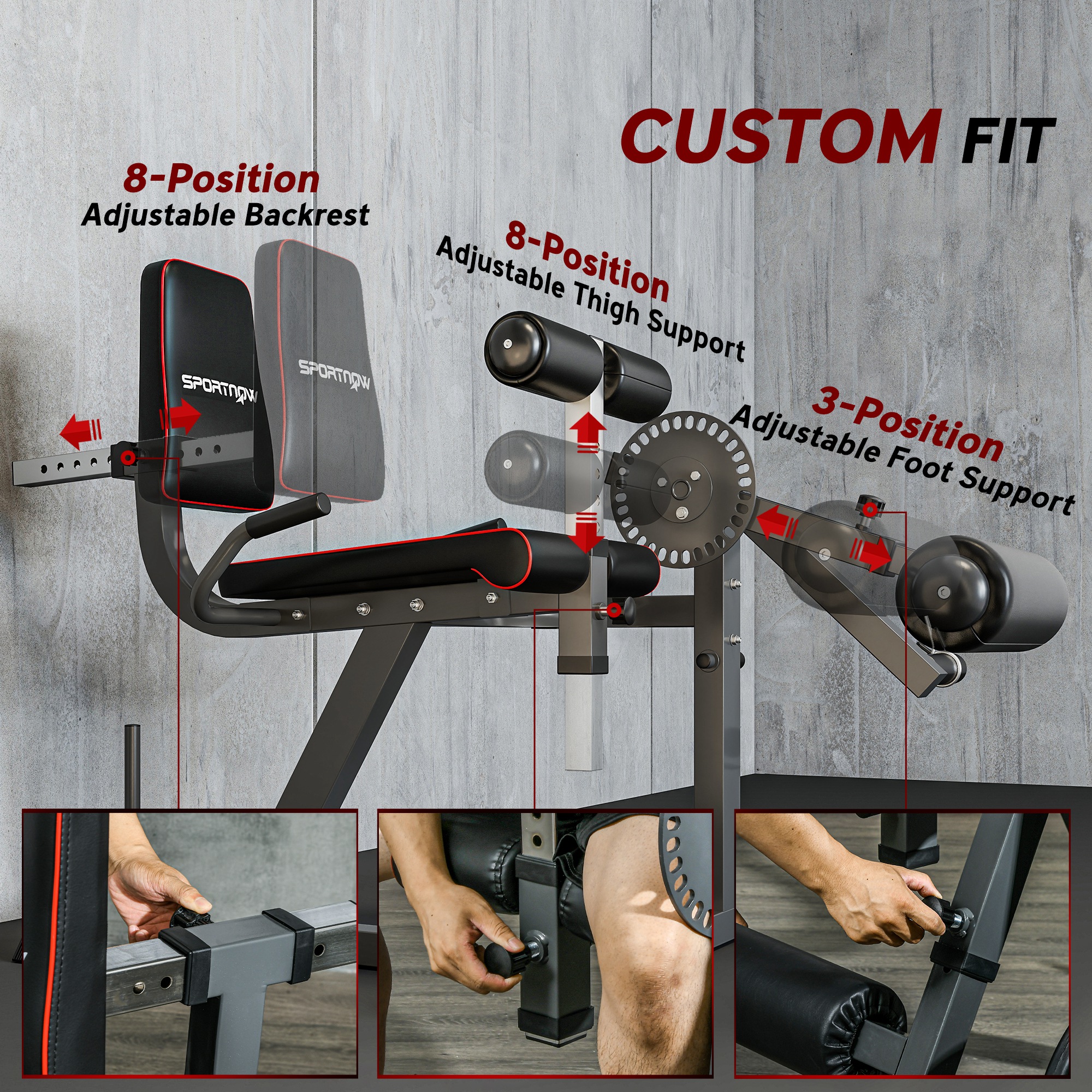 Soozier Seated Calf Raise Machine, Adjustable Leg Extension, and Curl ...