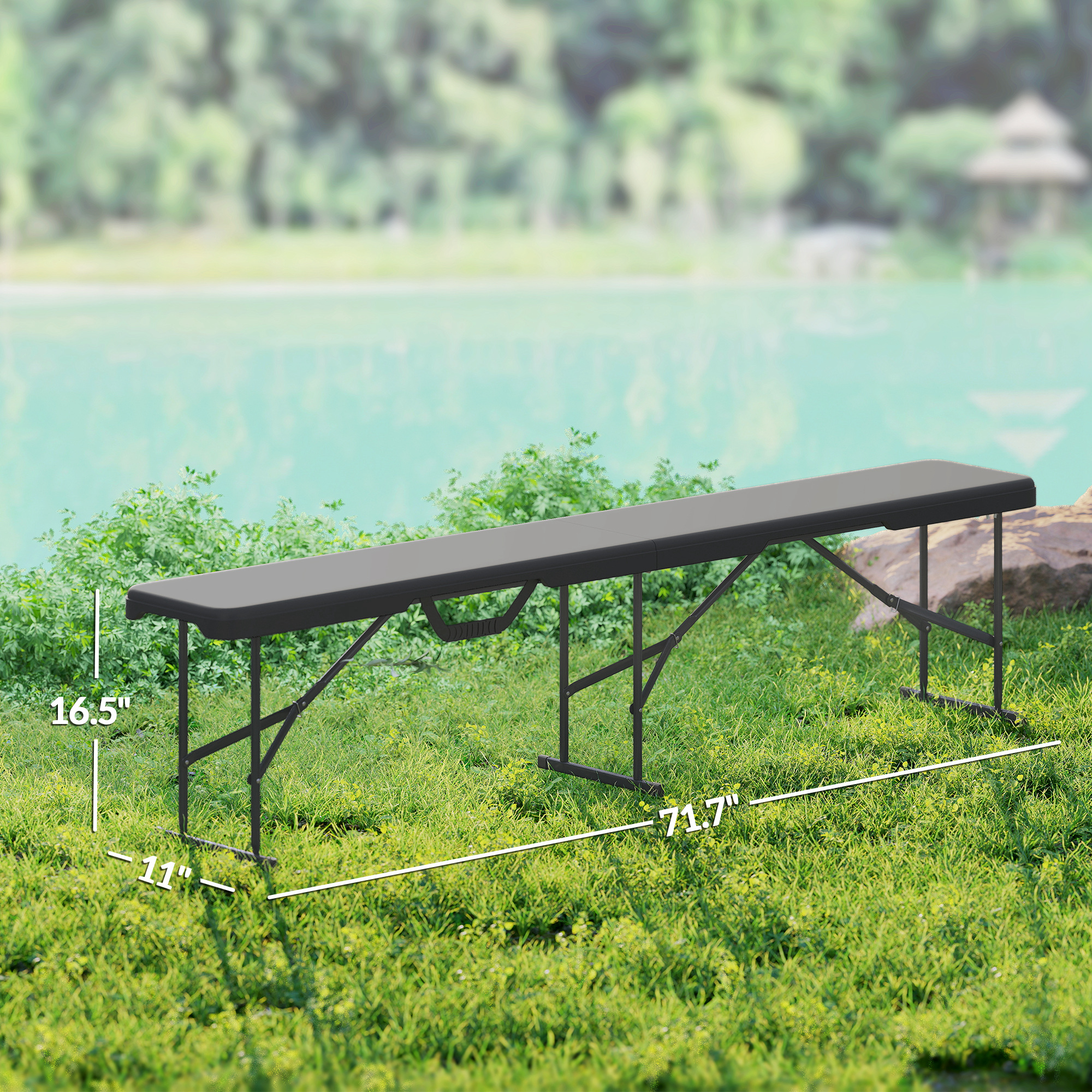 Outsunny 2 Pack 6 ft Portable Foldable Bench Seats, Plastic Folding ...