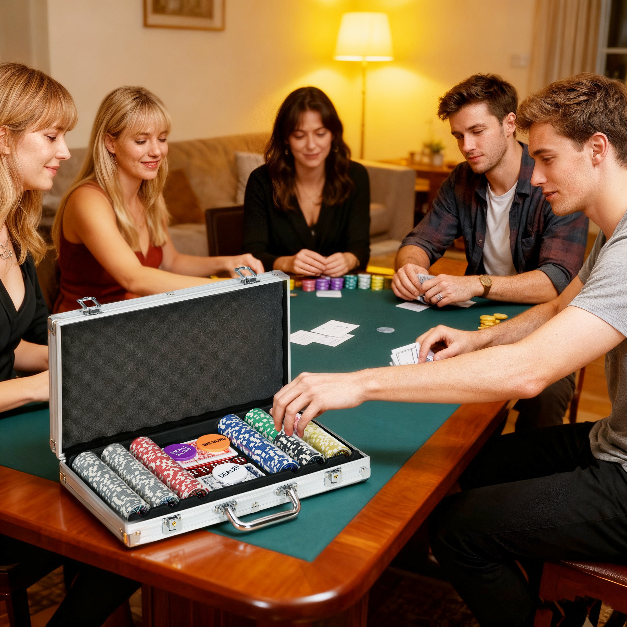 SPORTNOW 300-Piece Poker Chips Set, Poker Set with Mat, Chips, Two Card ...