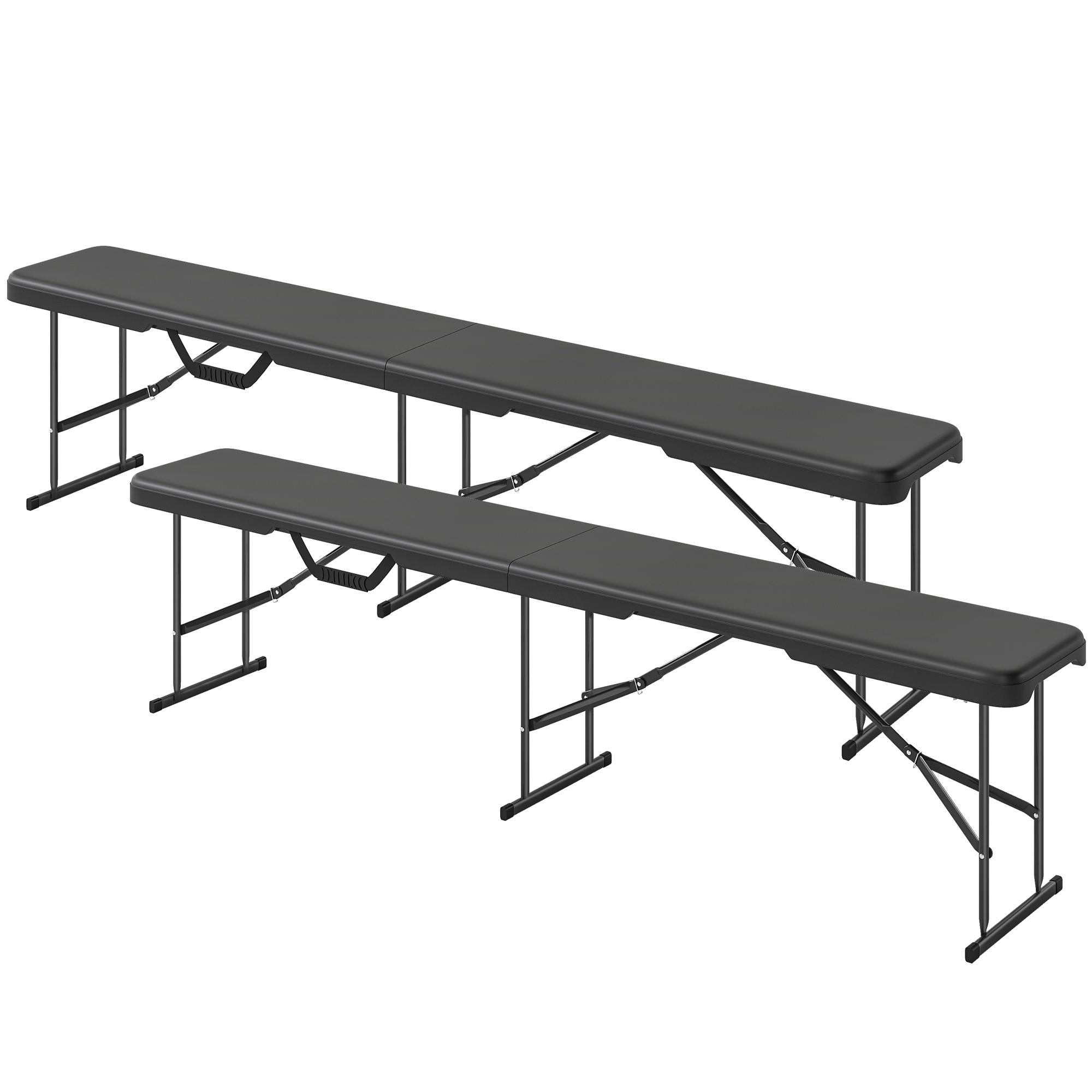 Outsunny 2 Pack 6 ft Portable Foldable Bench Seats, Plastic Folding ...