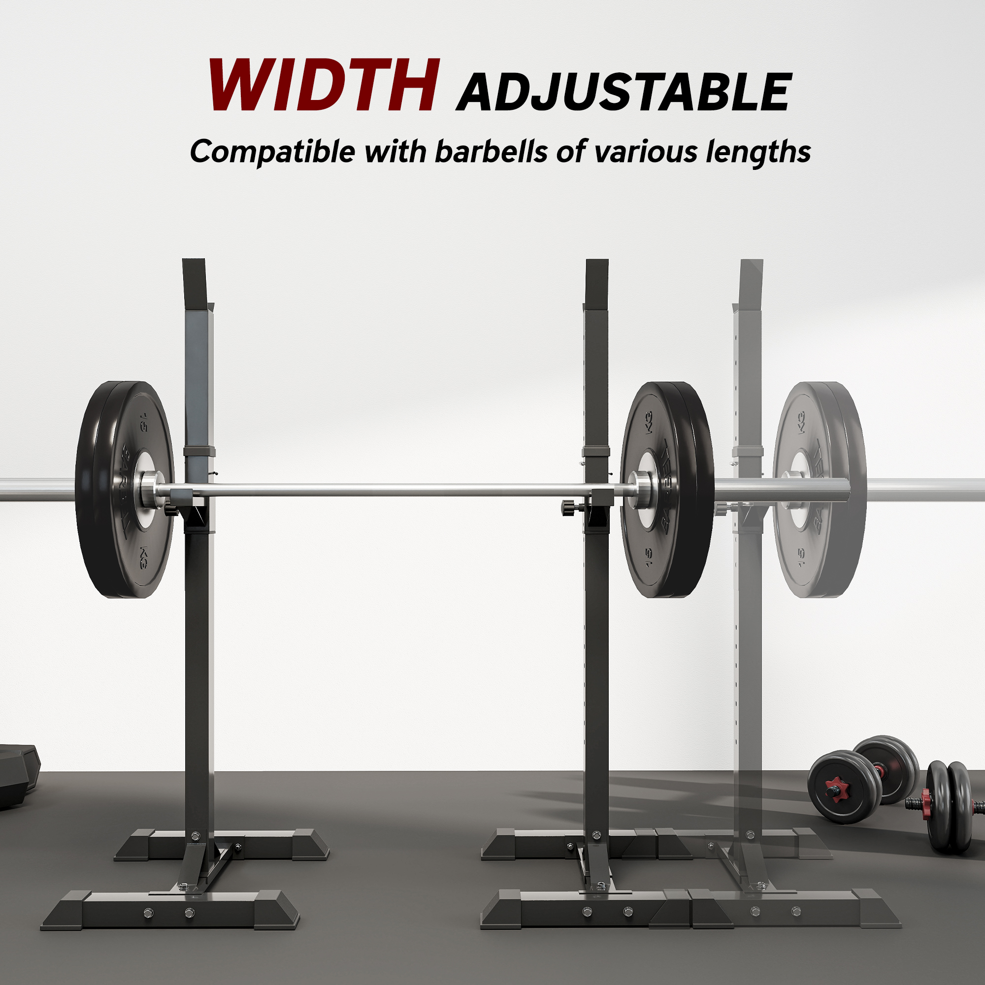 Soozier Adjustable Stable Power Squat Stand Portable 2 Bars Barbell ...