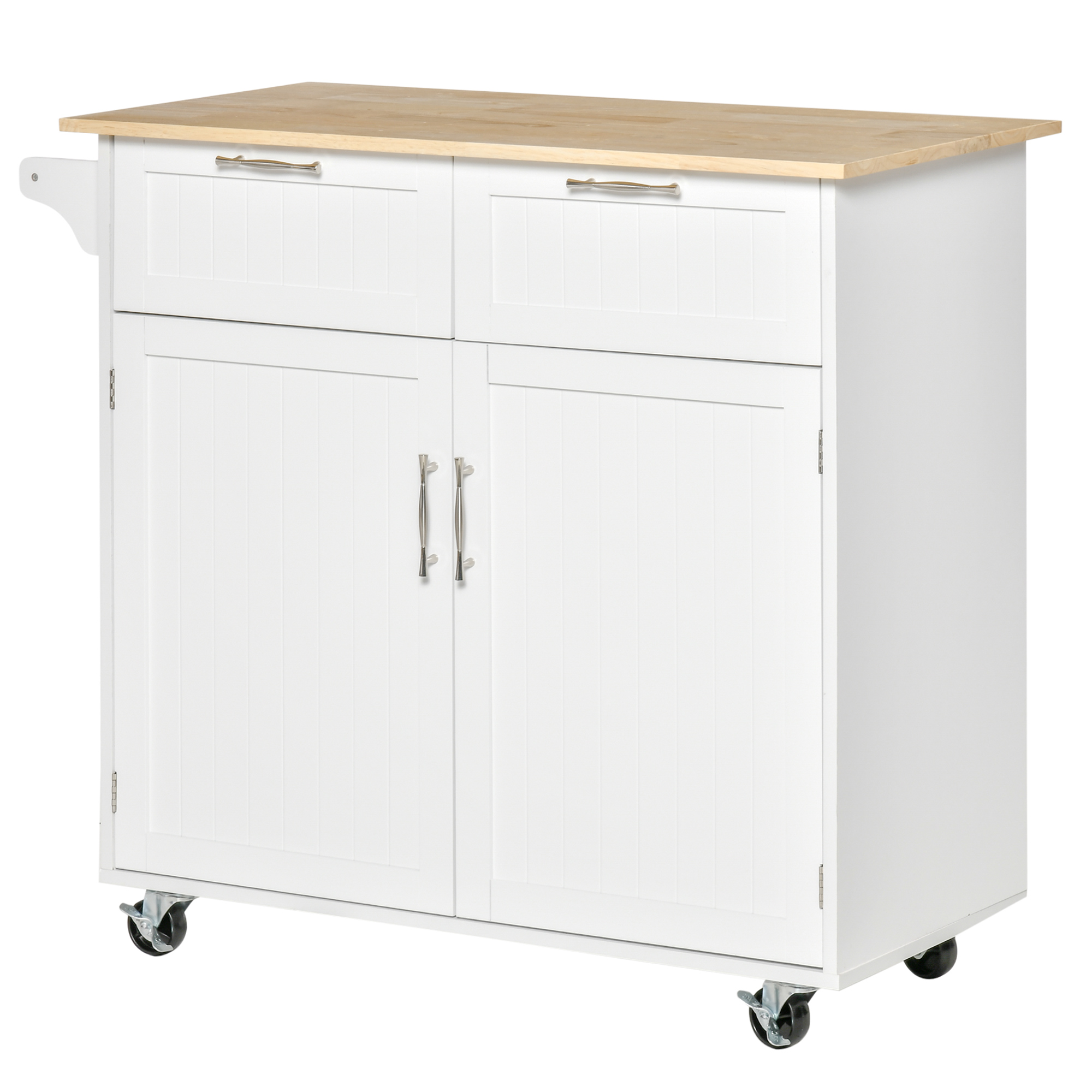 HOMCOM Rolling Kitchen Island with Storage Drawers, Kitchen Cart with ...