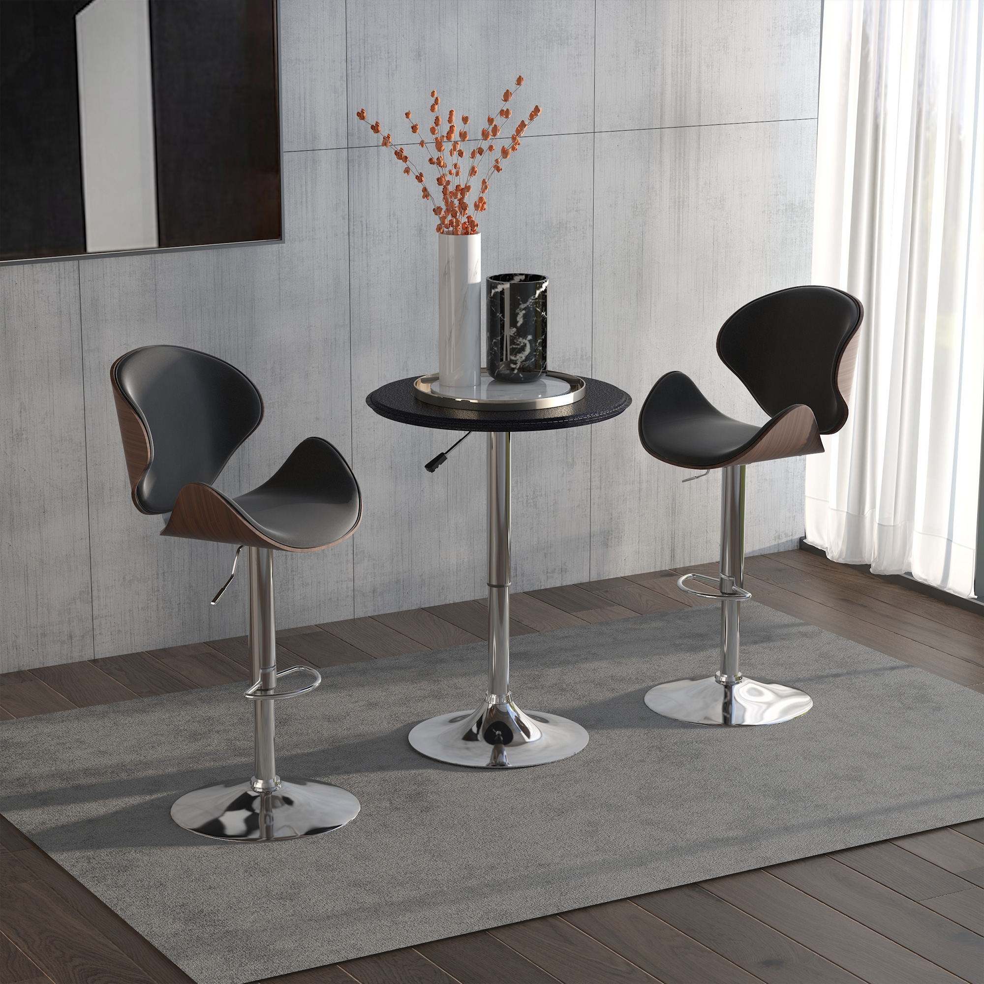 HOMCOM Modern Pub Style Adjustable Vinyl Covered Bar Table w/ 360 ...