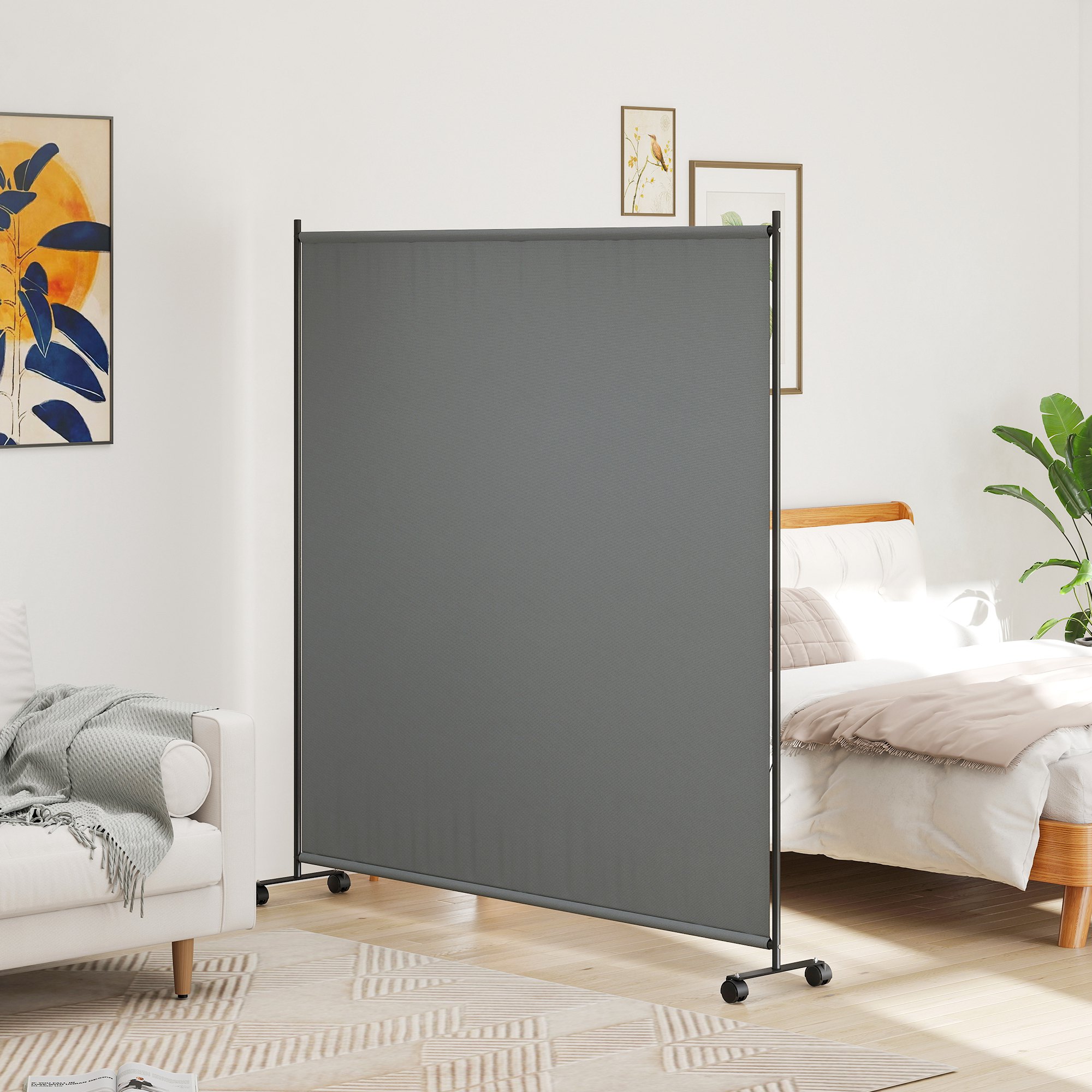 Outsunny Outdoor Room Divider with Castor Wheels, Rolling Privacy ...