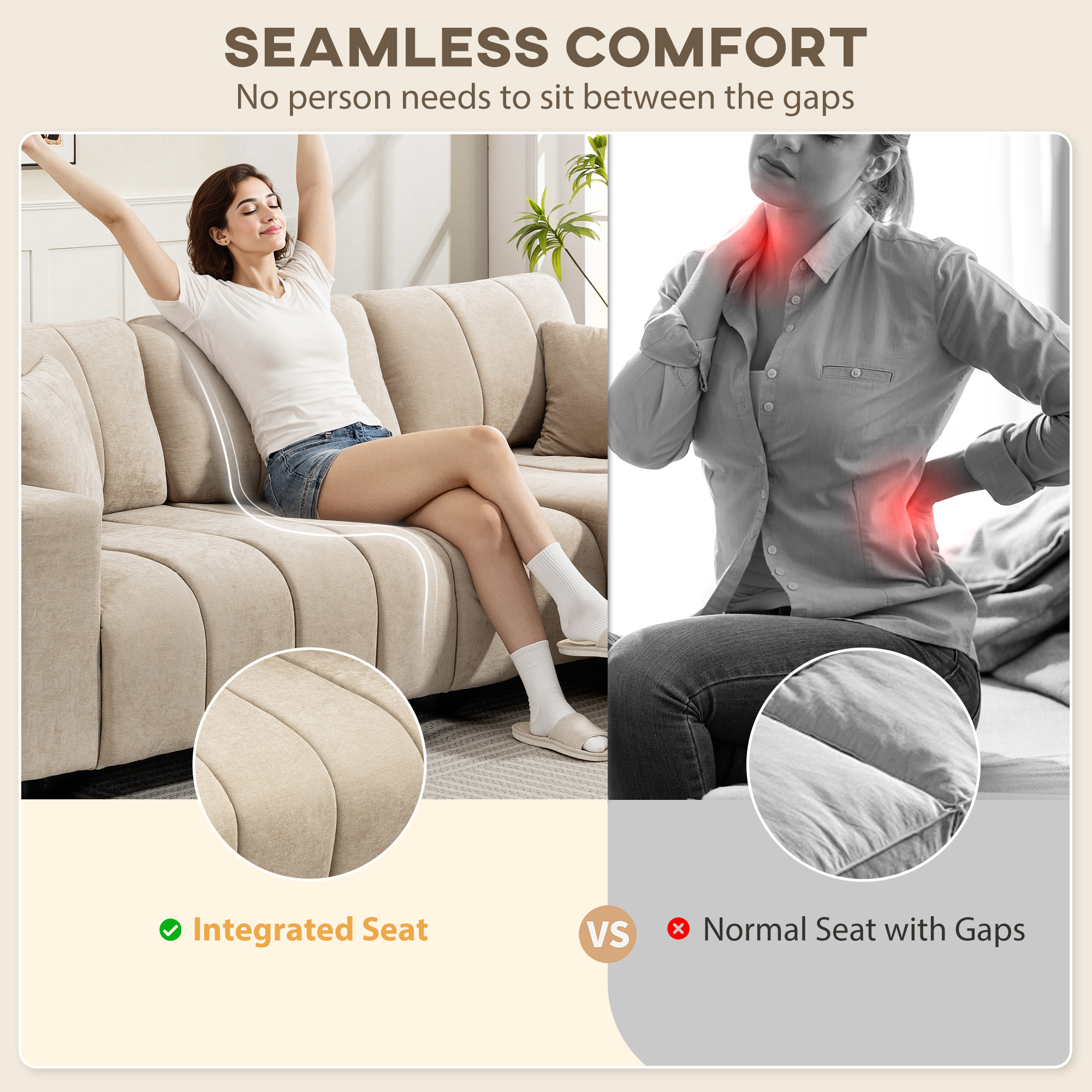 HOMCOM Sectional Couch with Integrated Seat, 3 Seater L-Shaped Sofa ...