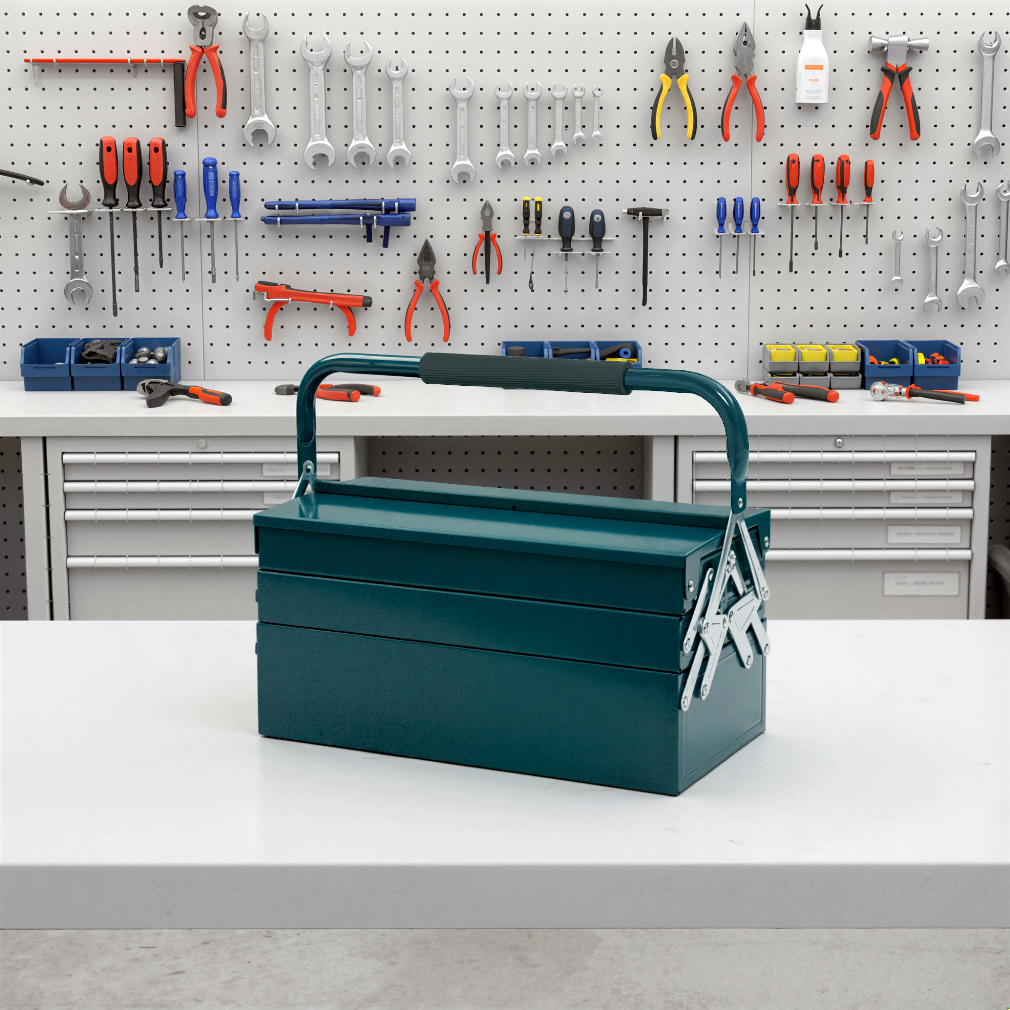 DURHAND 18" inches Metal Tool Box Portable 5-Tray Cantilever Steel Tool ...
