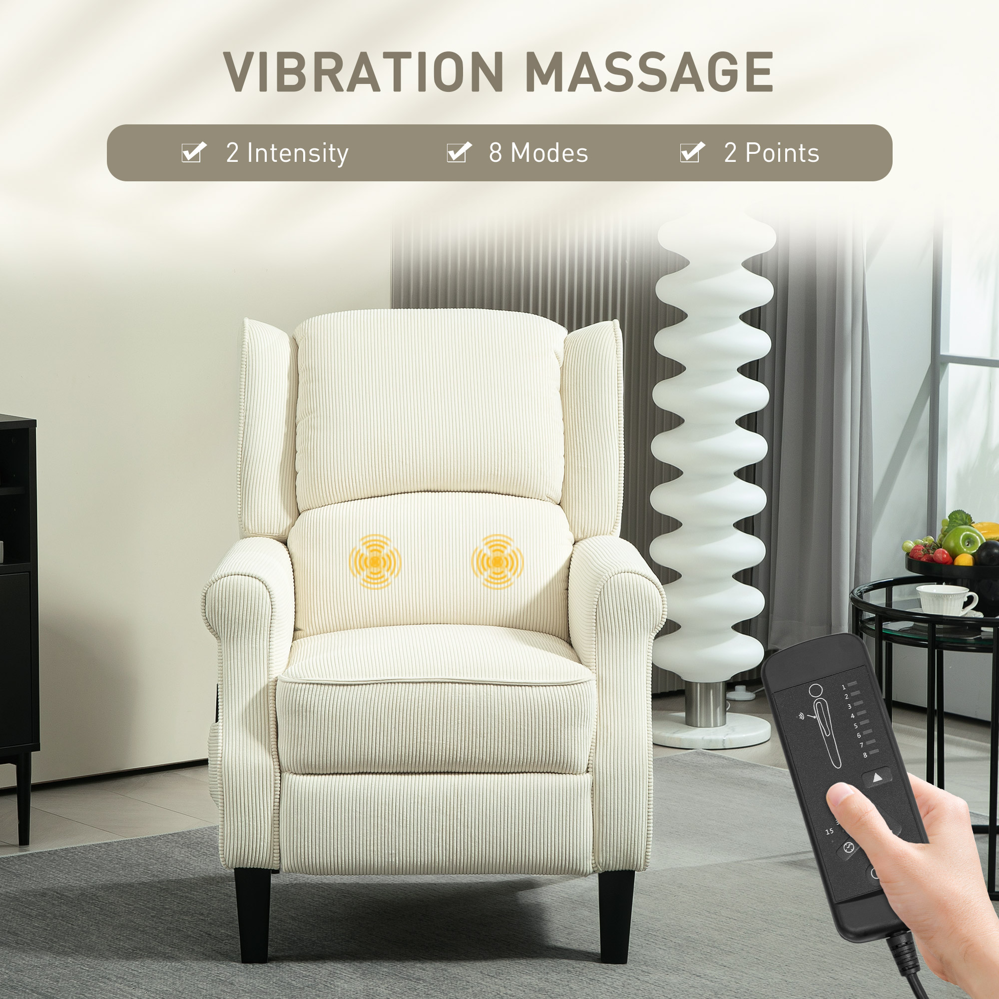 HOMCOM Push Back Recliner Chair, Vibration Massage Recliner for Living ...
