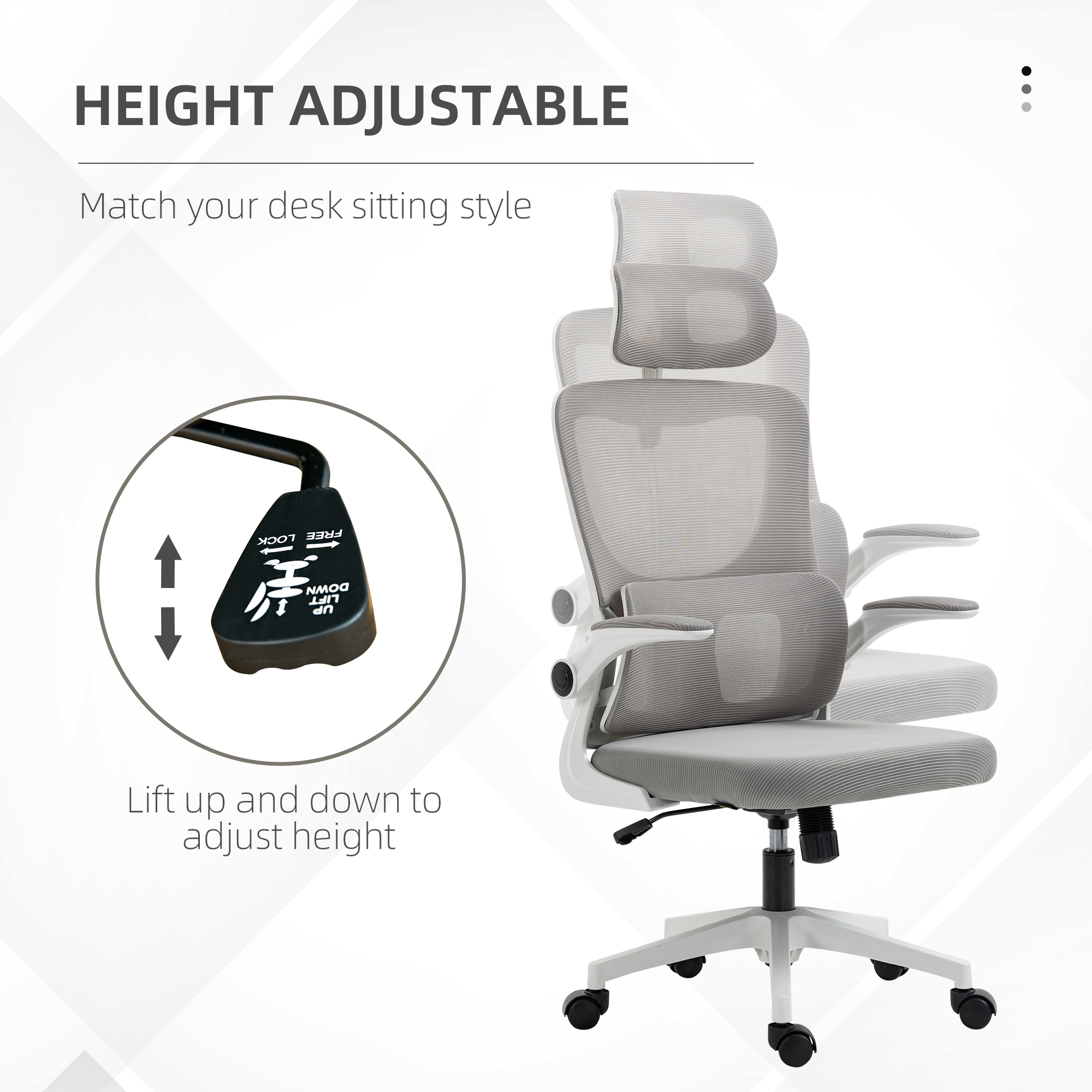 Vinsetto Ergonomic Office Chair with Lumbar Support, Grey | Aosom Canada