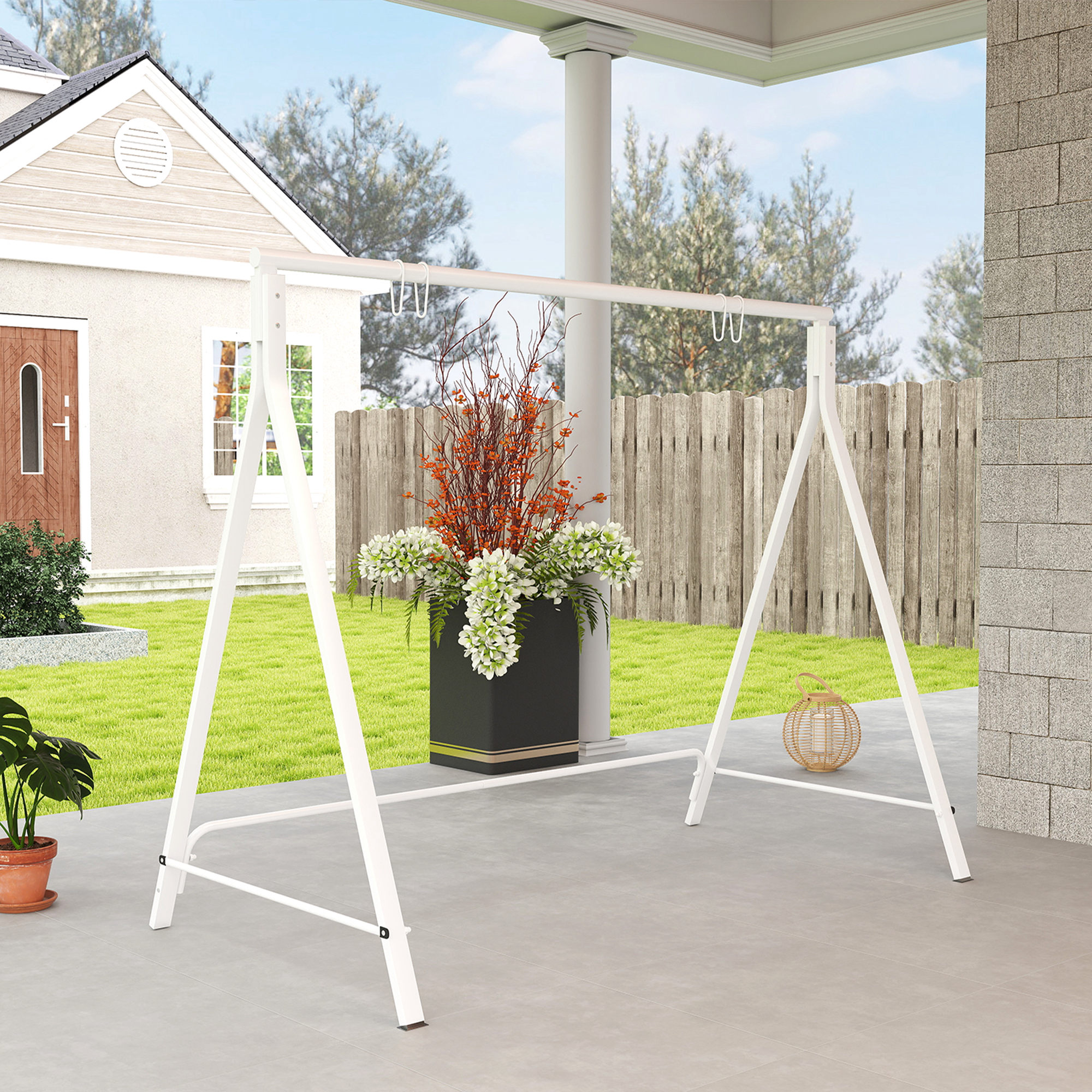 Outsunny Metal Swing Stand Swing Frame, Hanging Chair Stand Only, 528 ...