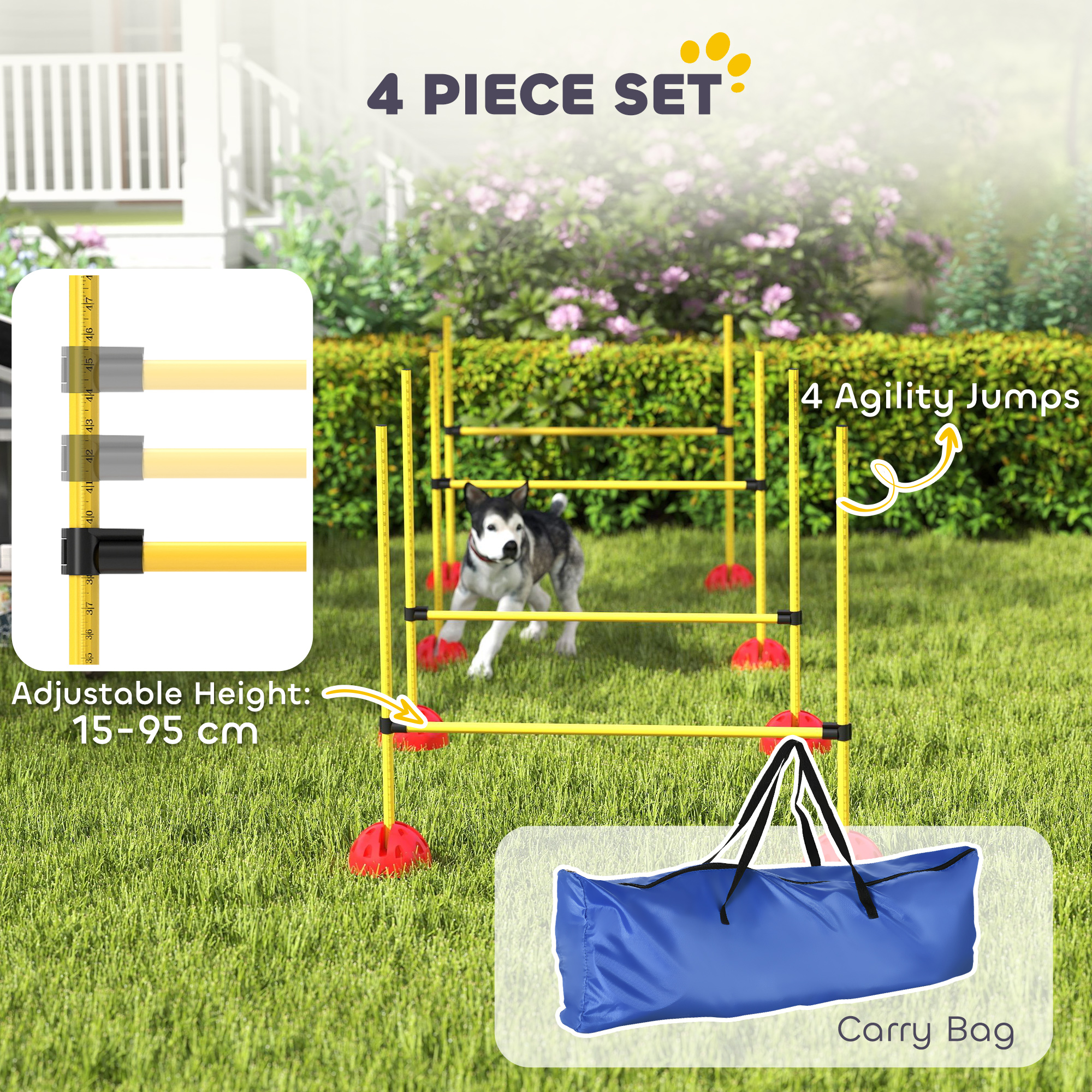 PawHut Dog Agility Training Equipment, 4 PCS Obstacle Course with ...