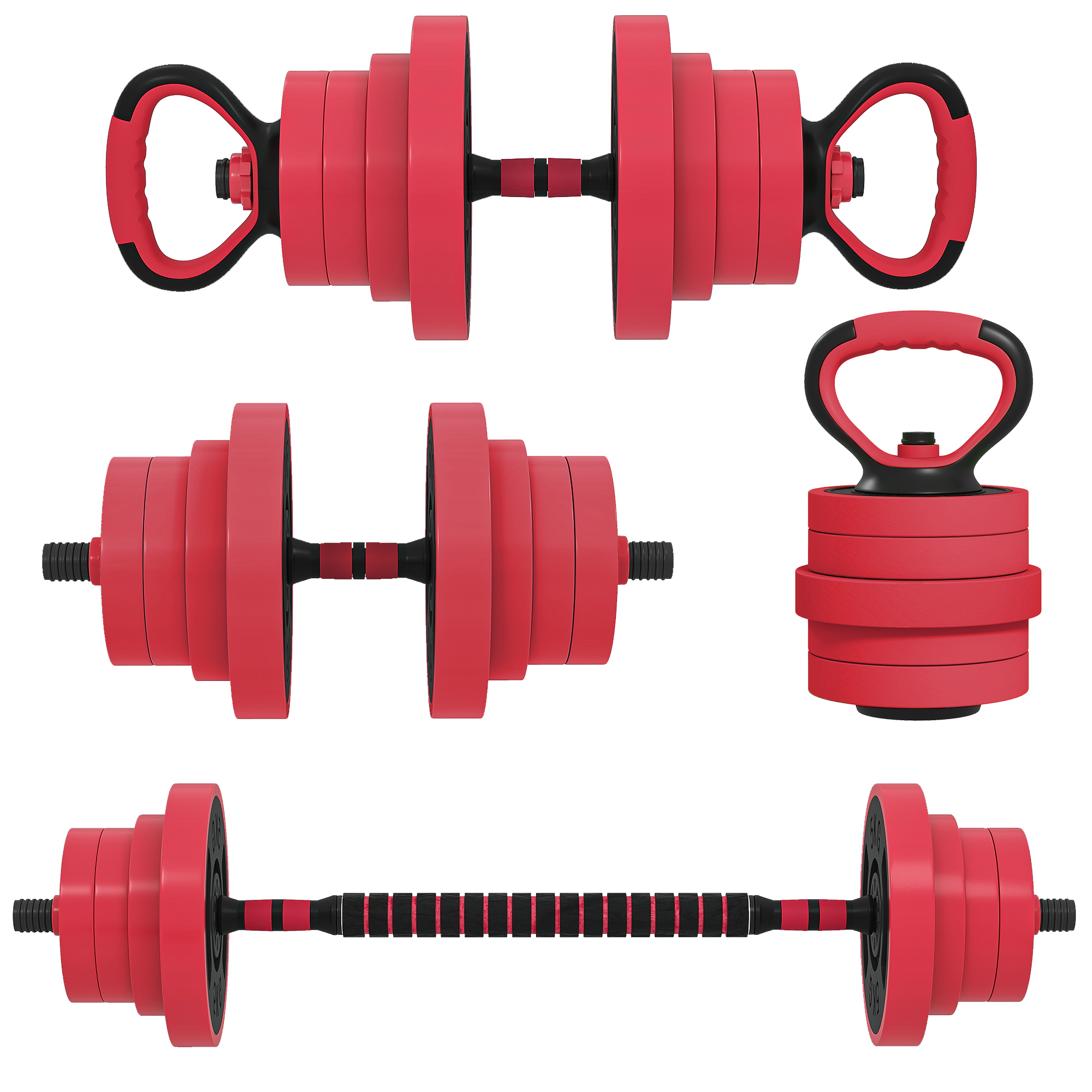 Soozier 88lbs 4-in-1 Adjustable Weight Dumbbell Set, Barbell ...