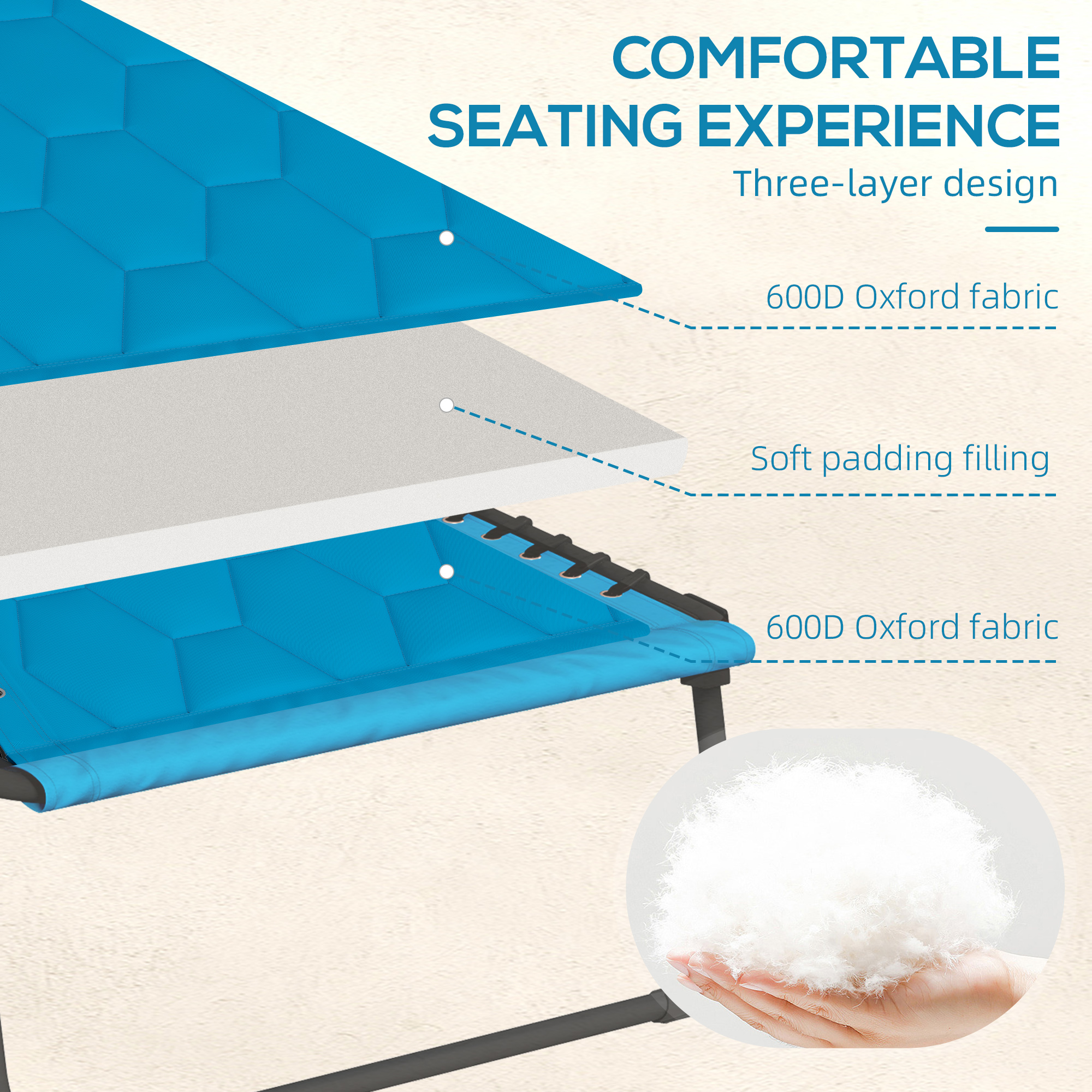 Outsunny Folding Chaise Lounge Set with Reclining Backs, Sky Blue ...