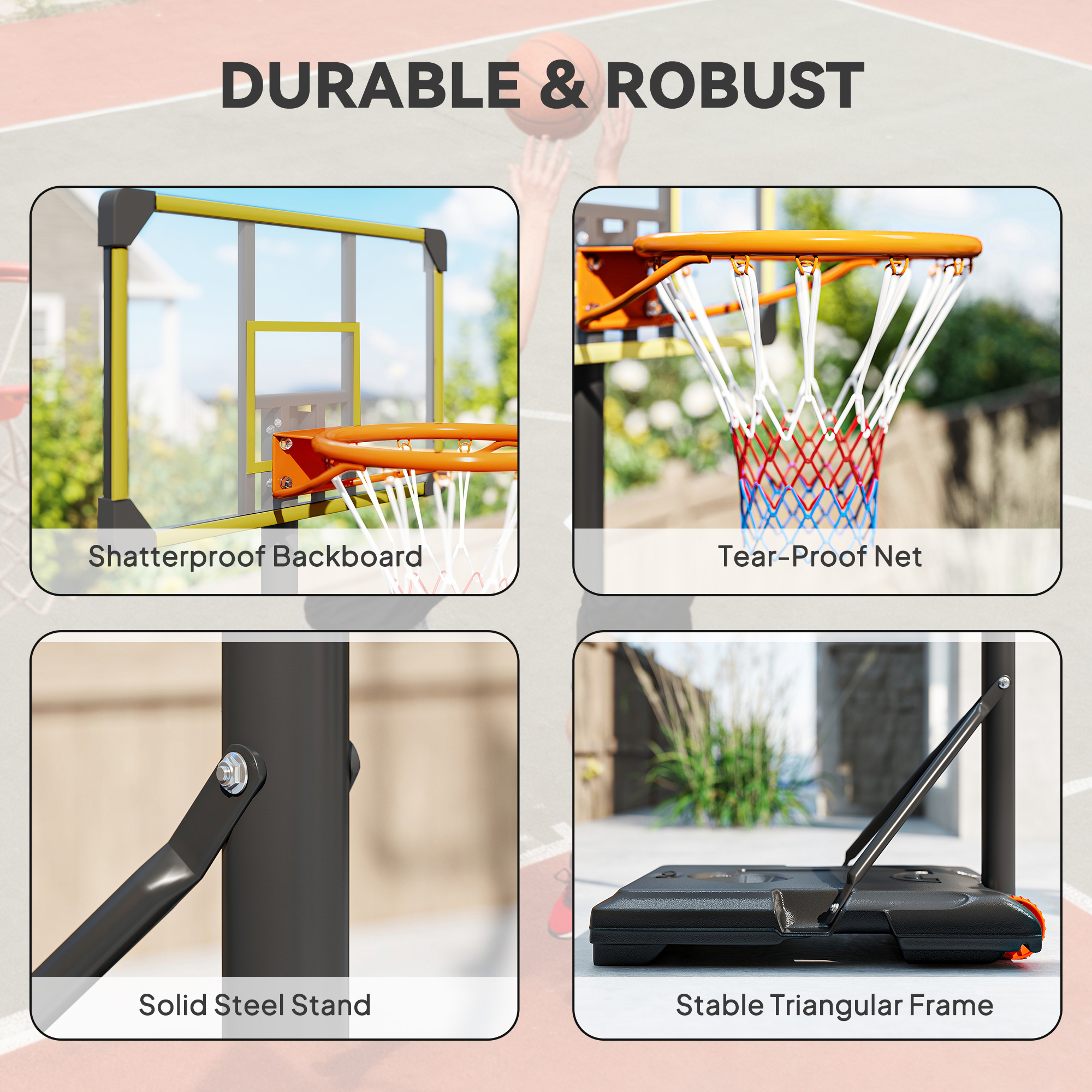 Soozier Portable Basketball Hoop, 6ft-7ft Height Adjustable Basketball ...
