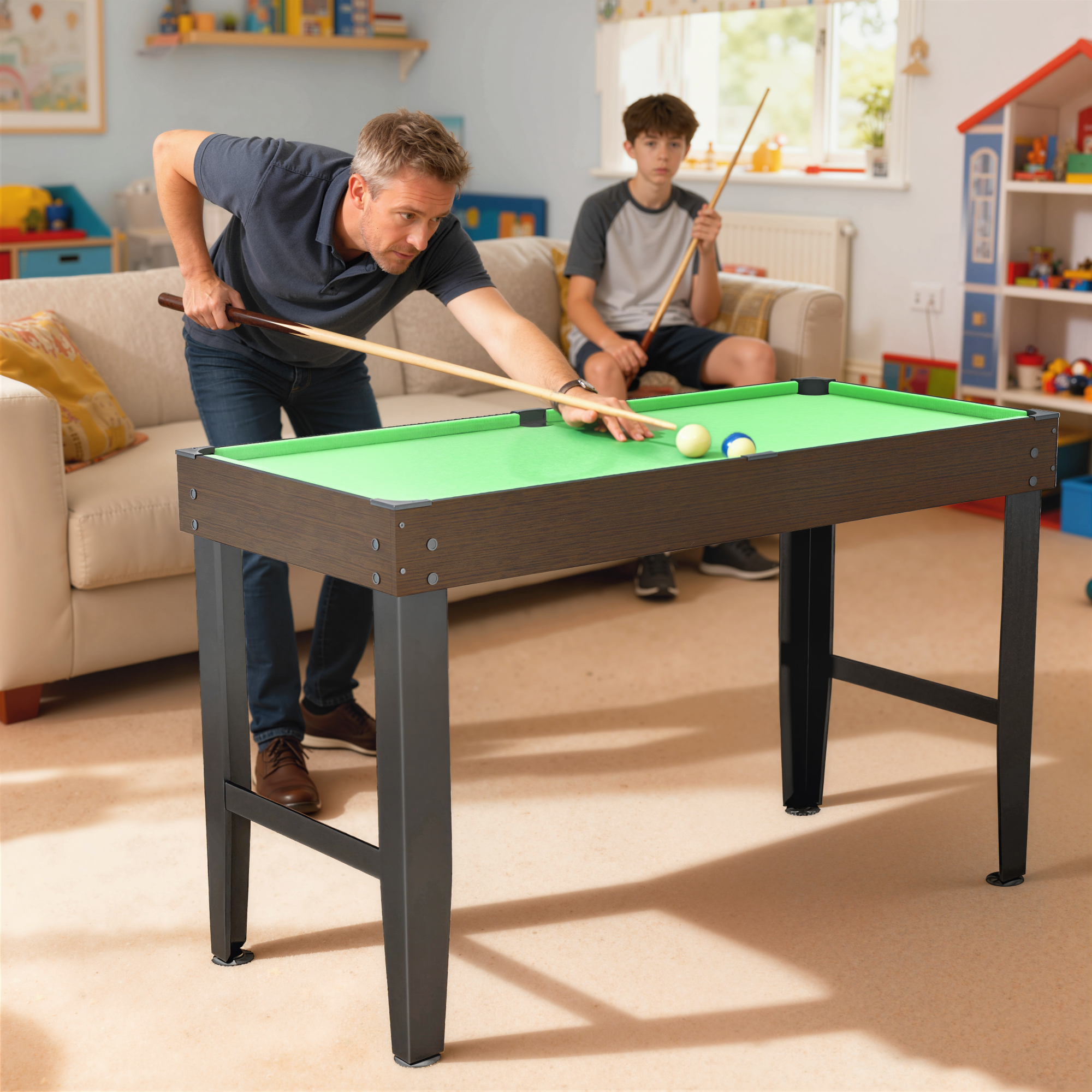 Soozier 55" Mini Pool Table, Pool Game Billiard Table Set with 2 Cues ...