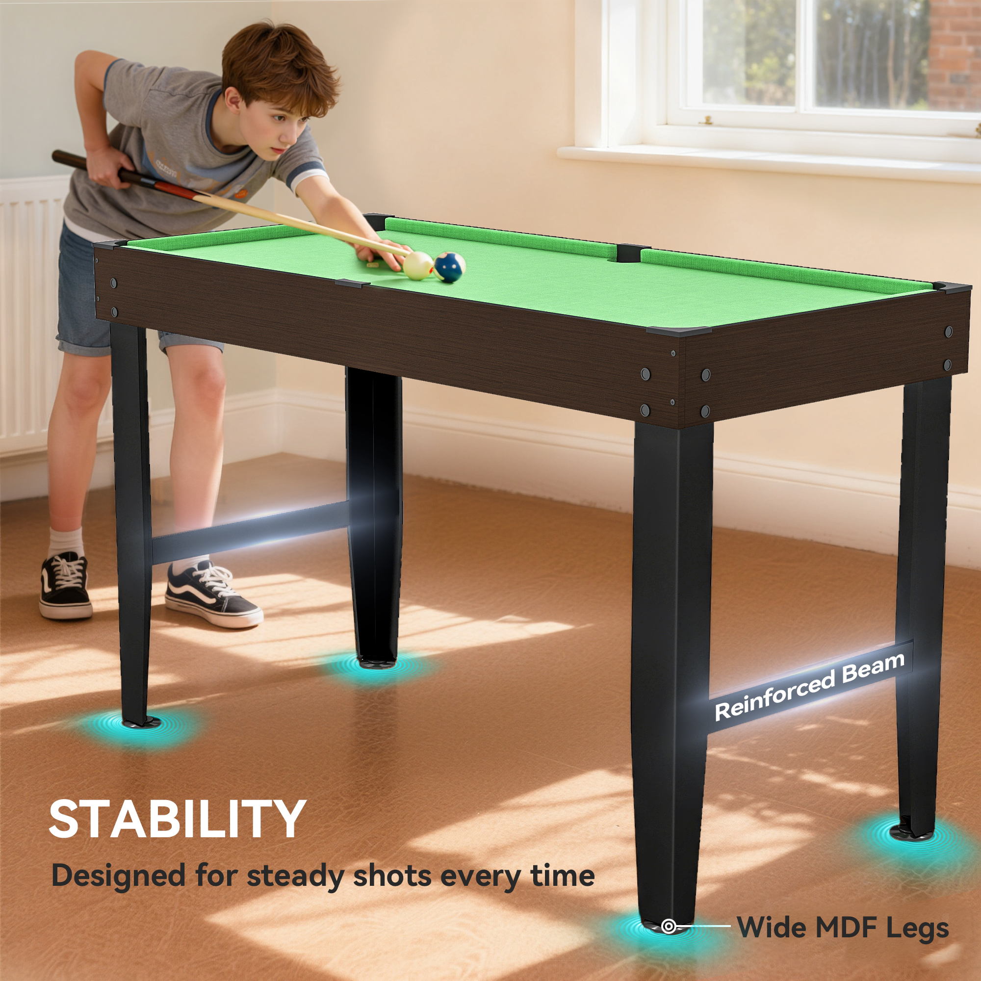 Soozier 55" Mini Pool Table, Pool Game Billiard Table Set with 2 Cues ...