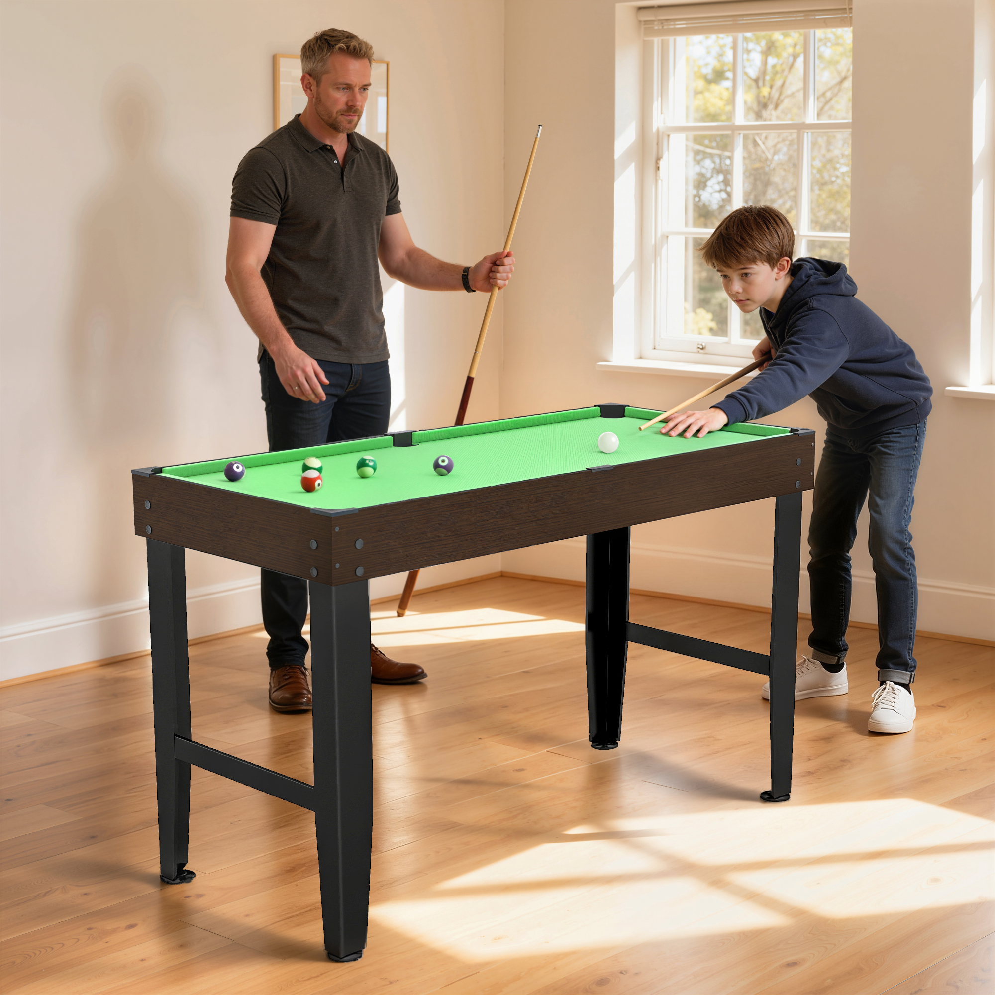 Soozier 55" Mini Pool Table, Pool Game Billiard Table Set with 2 Cues ...