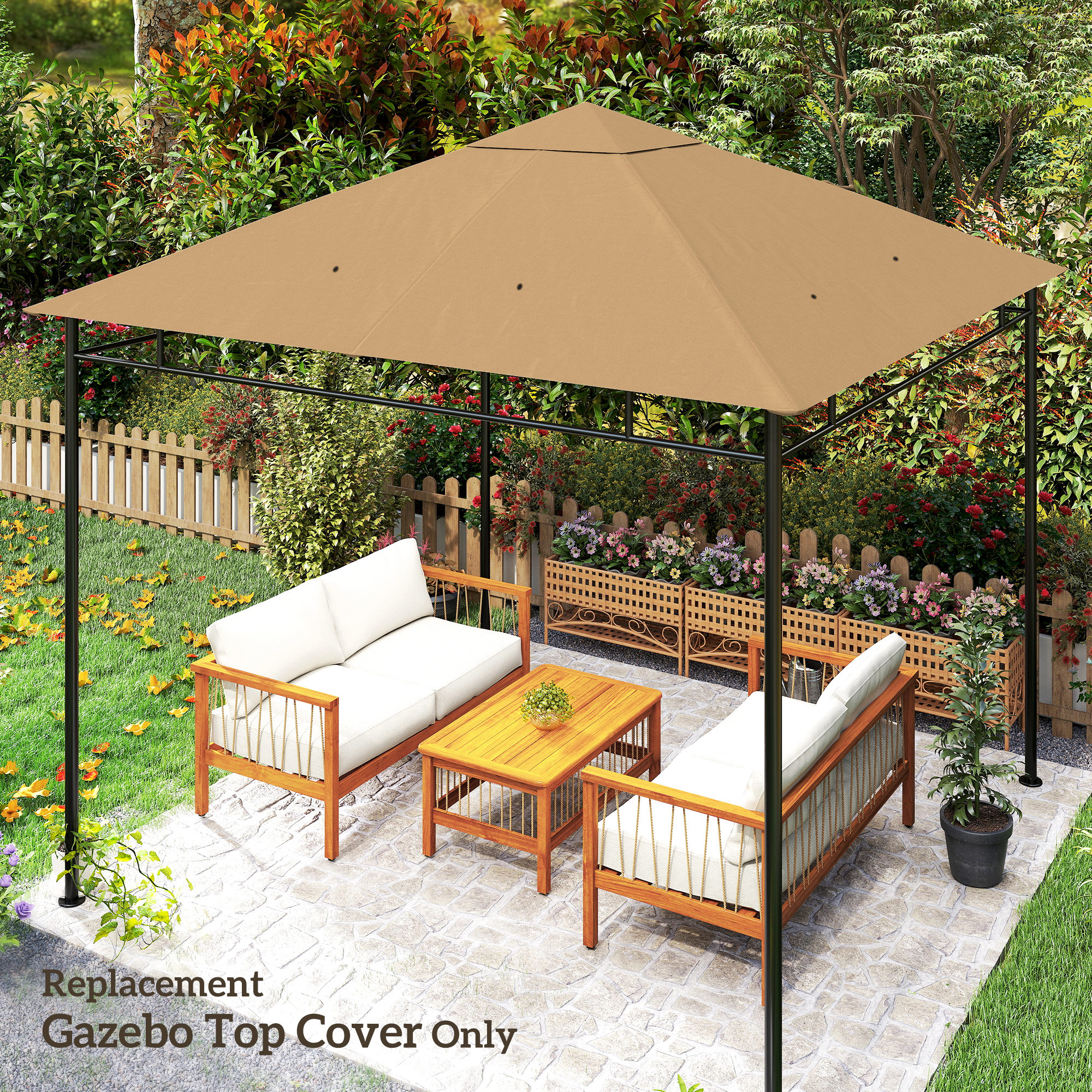 Outsunny 9.84' x 9.84' Square Gazebo Canopy Replacement UV Protected ...