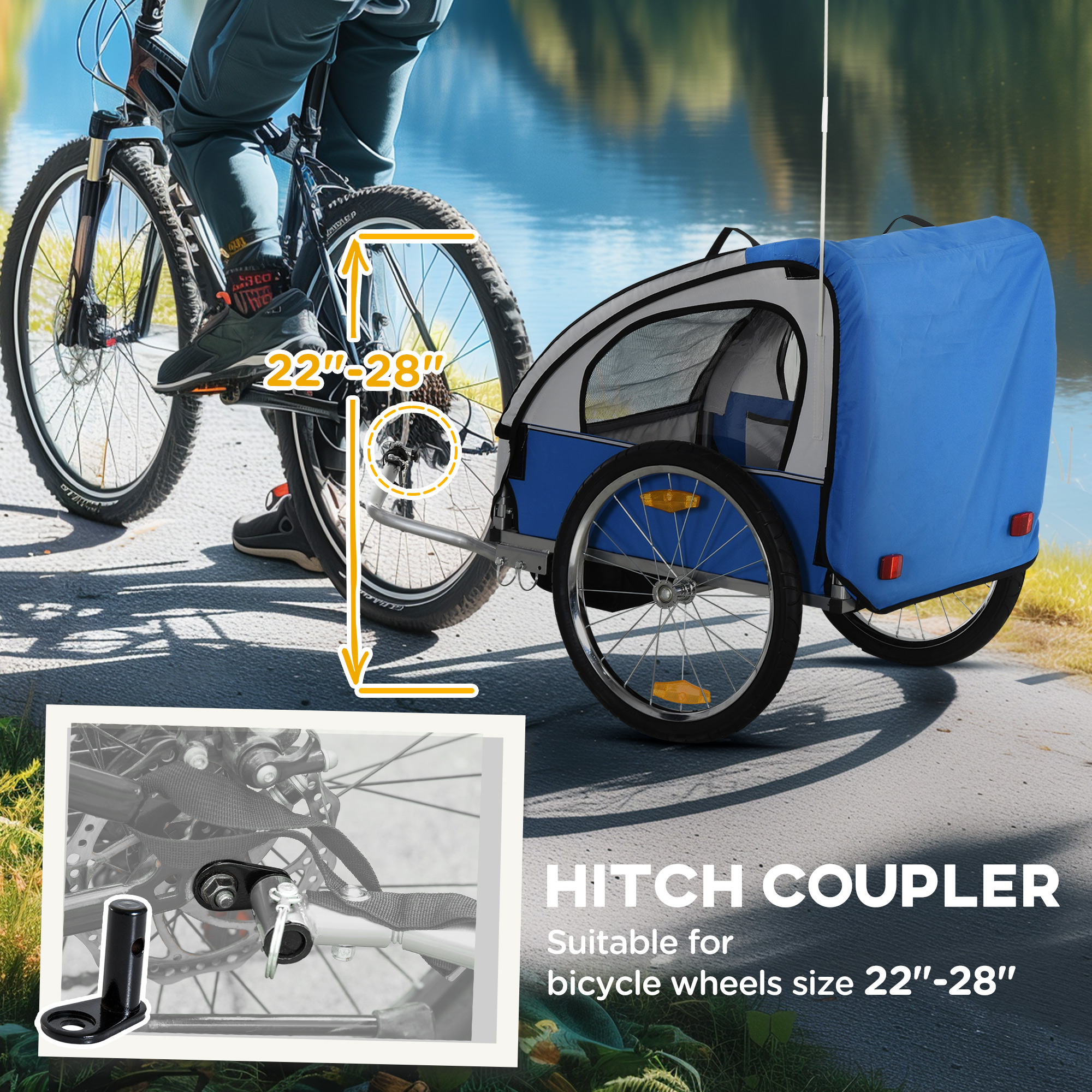 Aosom 2-Seat Bike Trailer Kids Child Bicycle Trailer with a Strong ...