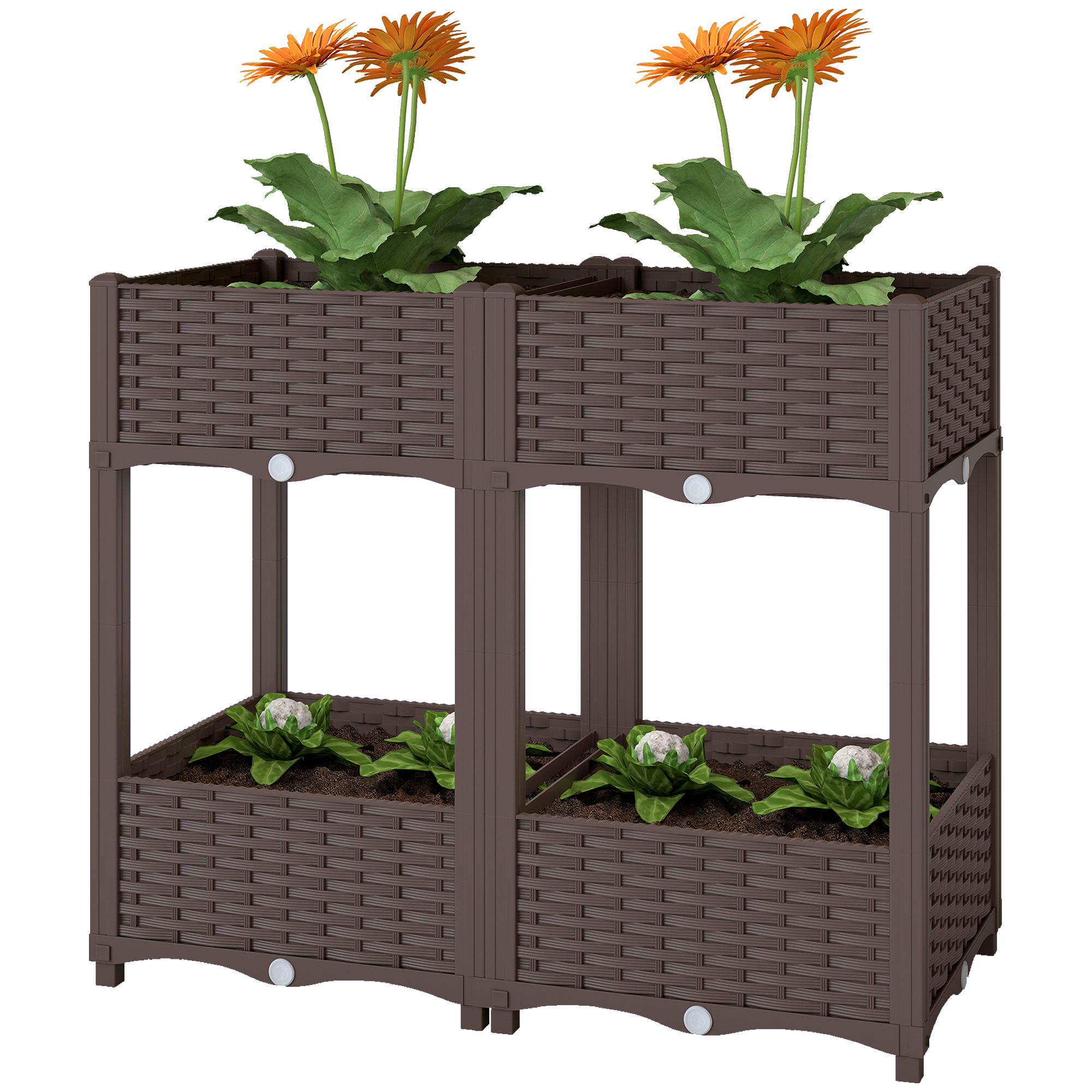Outsunny Plastic Raised Garden Bed with Legs, Self Watering Elevated ...