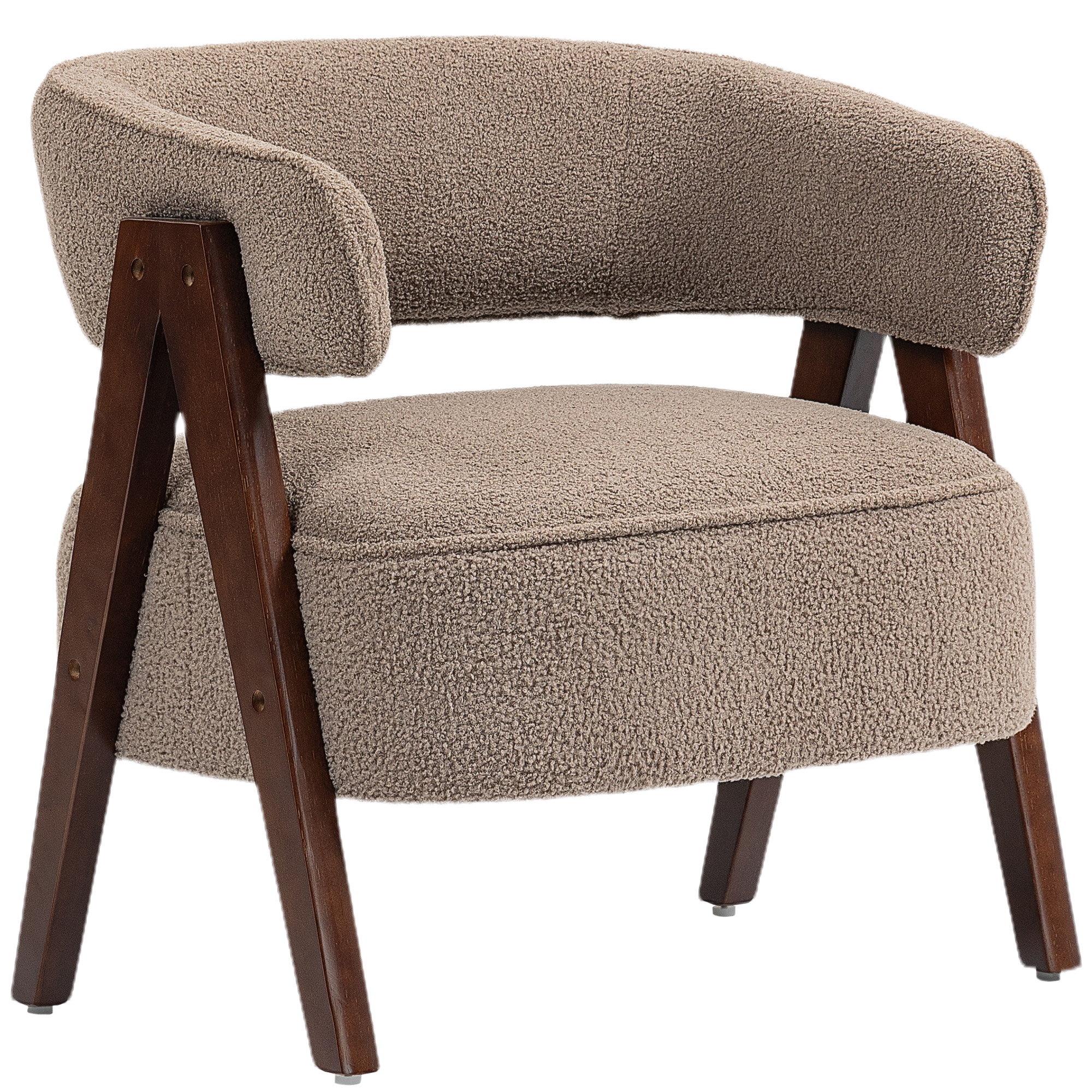 HOMCOM Upholstered Accent Chair Fleece Light Brown | Aosom Canada