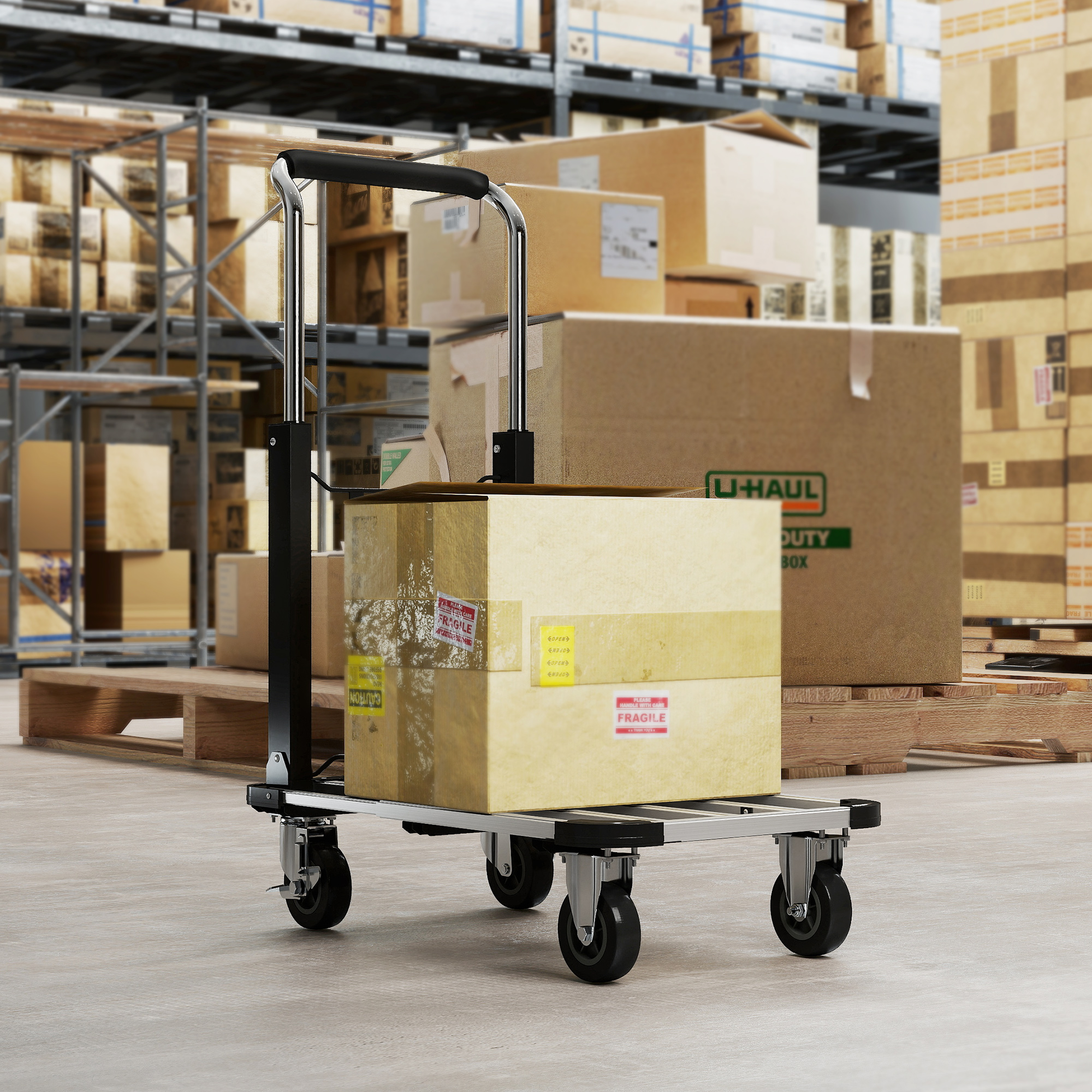 HOMCOM 330 lbs Heavy Duty Hand Truck, Folding Trolley, Dolly with ...