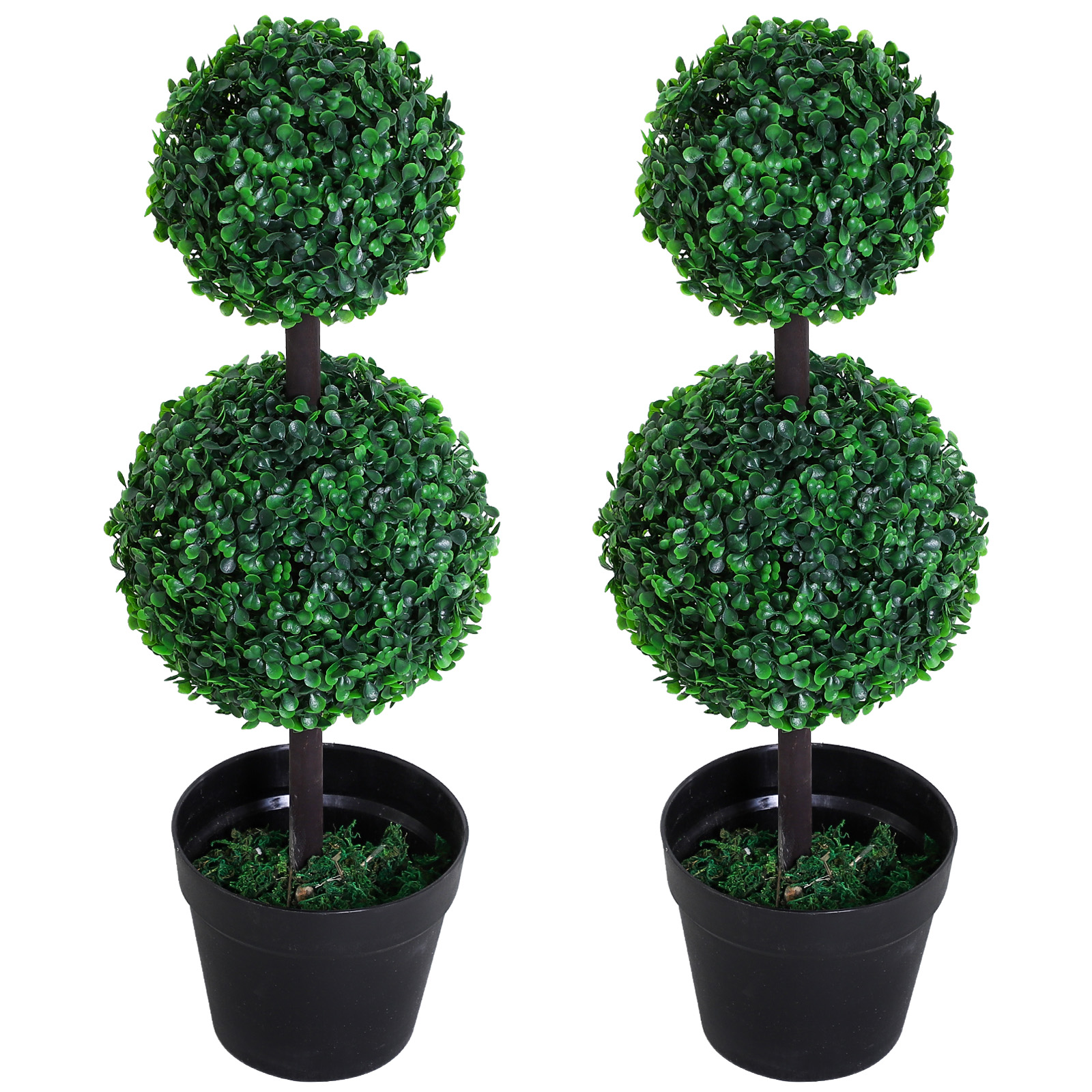 Outsunny 2 Ball Topiary Tree in Pot for Home Decor Set of 2, Artificial ...