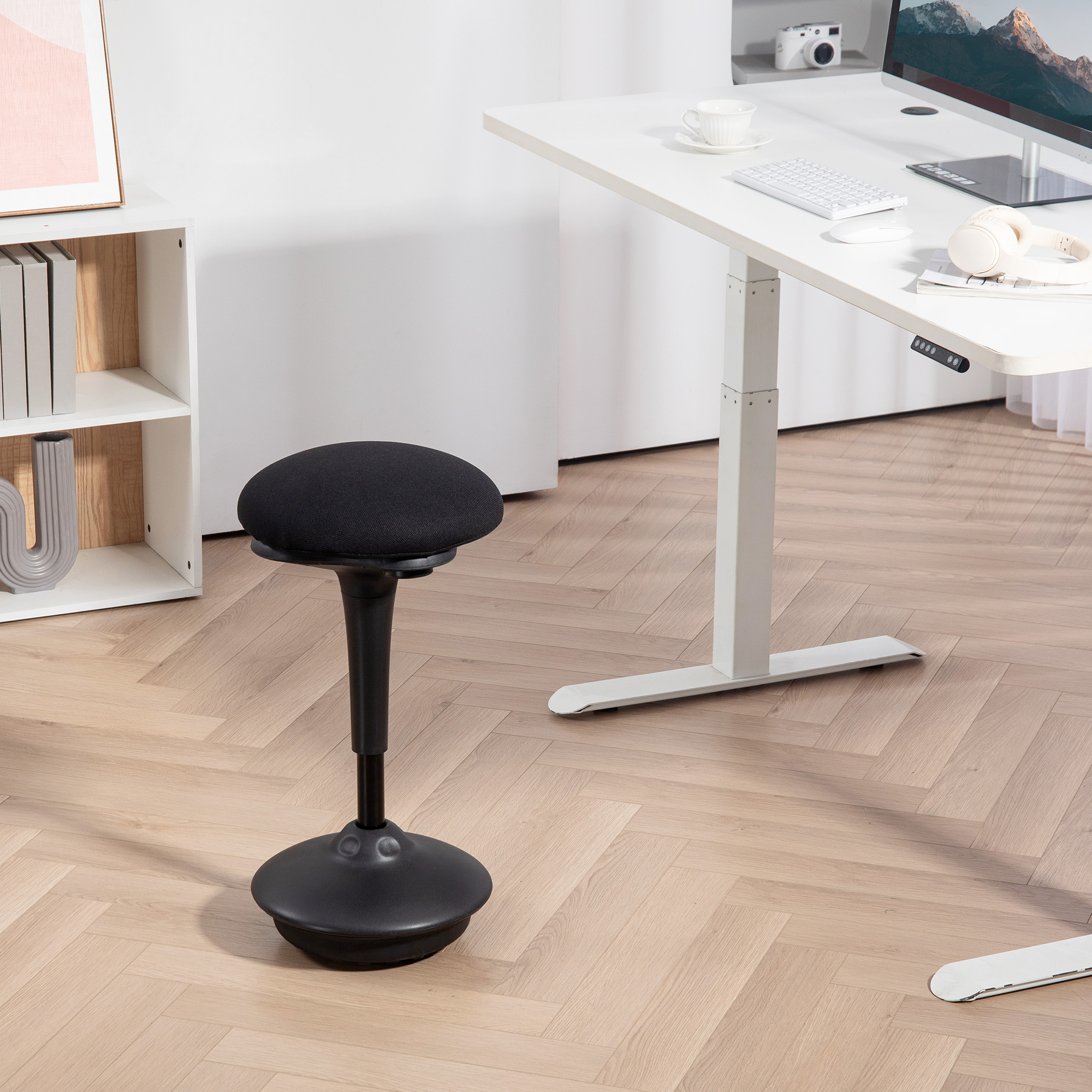 HOMCOM Swivel Standing Desk Chair, Backless Wobble Stool Chair ...