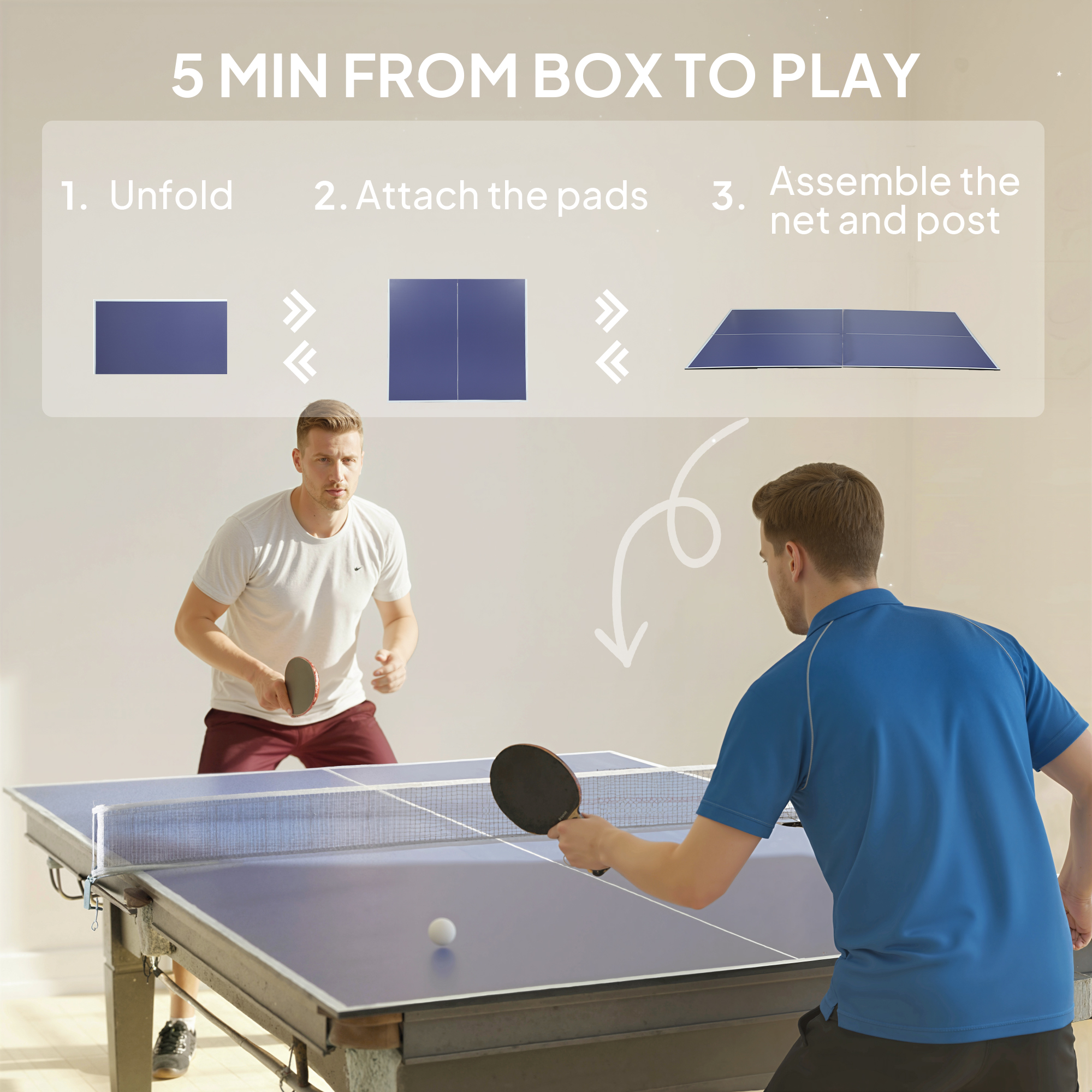 Soozier 9 ft Folding Ping Pong Table Top for Pool Tables, Table Tennis ...