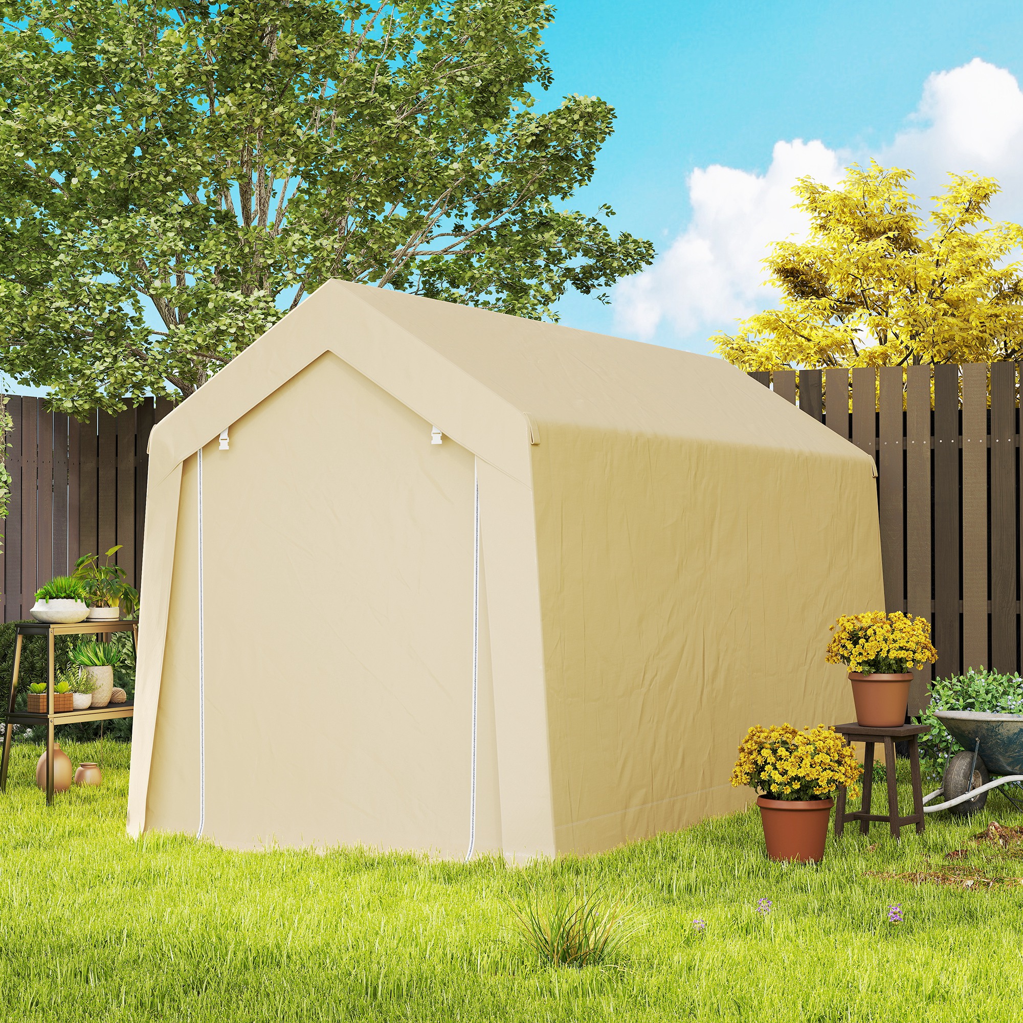 Outsunny Heavy Duty Outdoor Storage Tent 7x12, Beige | Aosom.com