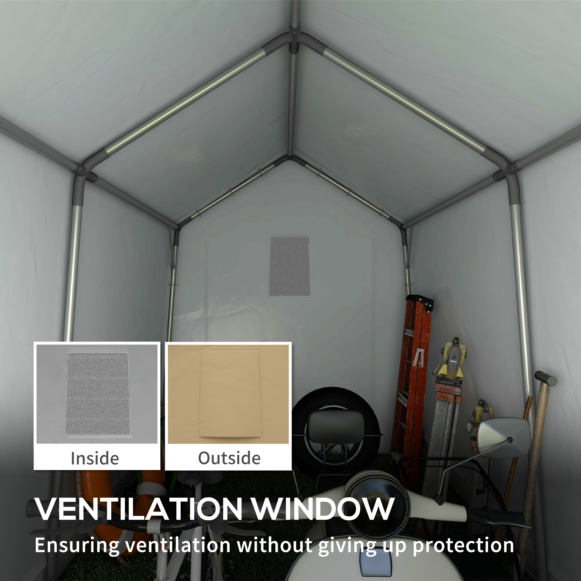 Outsunny Heavy Duty Outdoor Storage Tent 7x12, Beige | Aosom.com