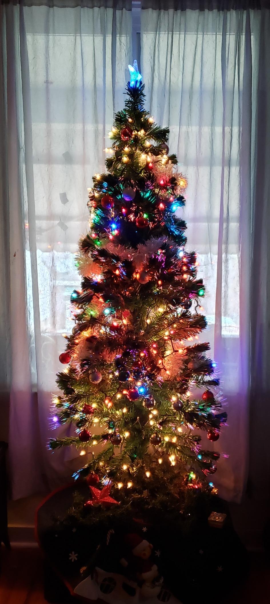 HOMCOM Lighted Christmas Tree, 6ft Fiber Optic Christmas Trees for Sale ...