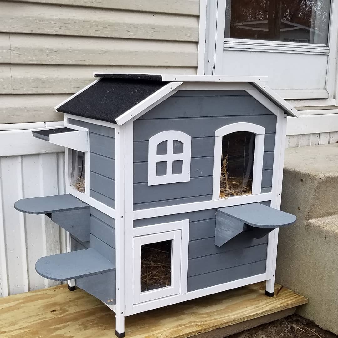 PawHut Solid Wood Cat House 2-Stories with Tons of Room Waterproof and ...