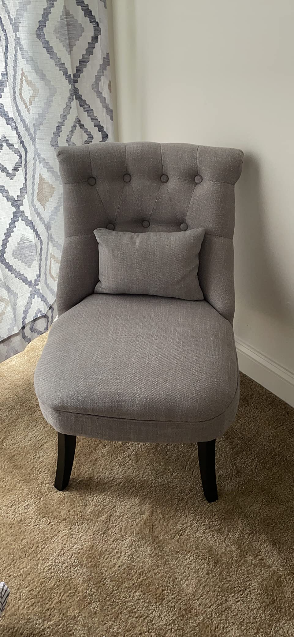 HOMCOM Small Button-Tufted Accent Chair Mid-Back Leisure Armchair with ...