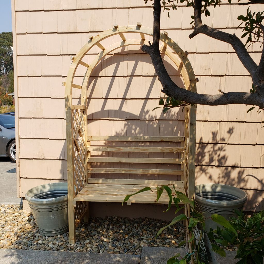 Outsunny Garden Bench with Arch Wooden Bench Trellis for Vines/Climbing ...