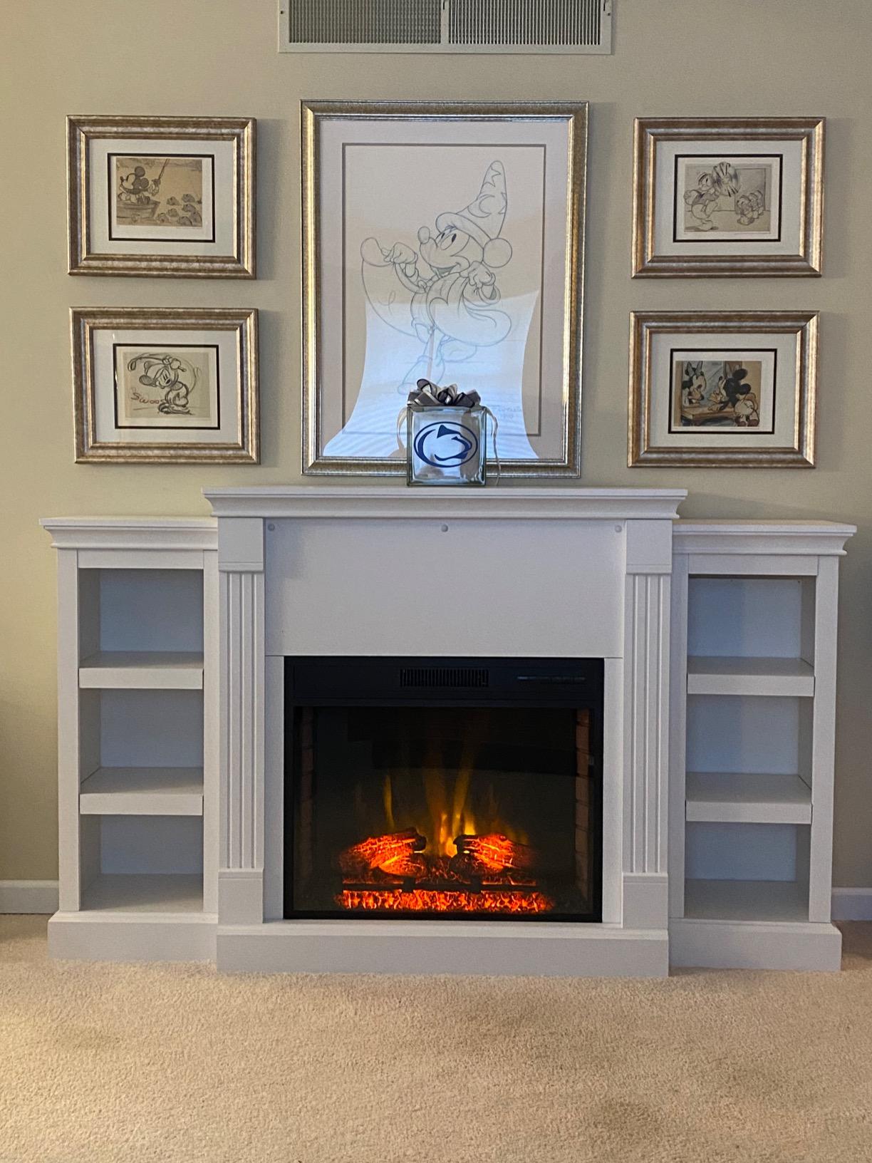 HOMCOM Electric Fireplace Freestanding 1400W Artificial Flame Effect ...