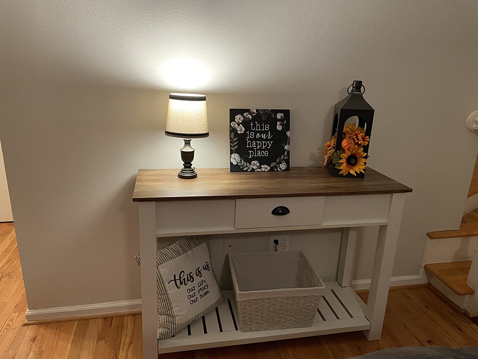 HOMCOM Console Table American Pastoral Desk with Drawer Bottom Shelf ...