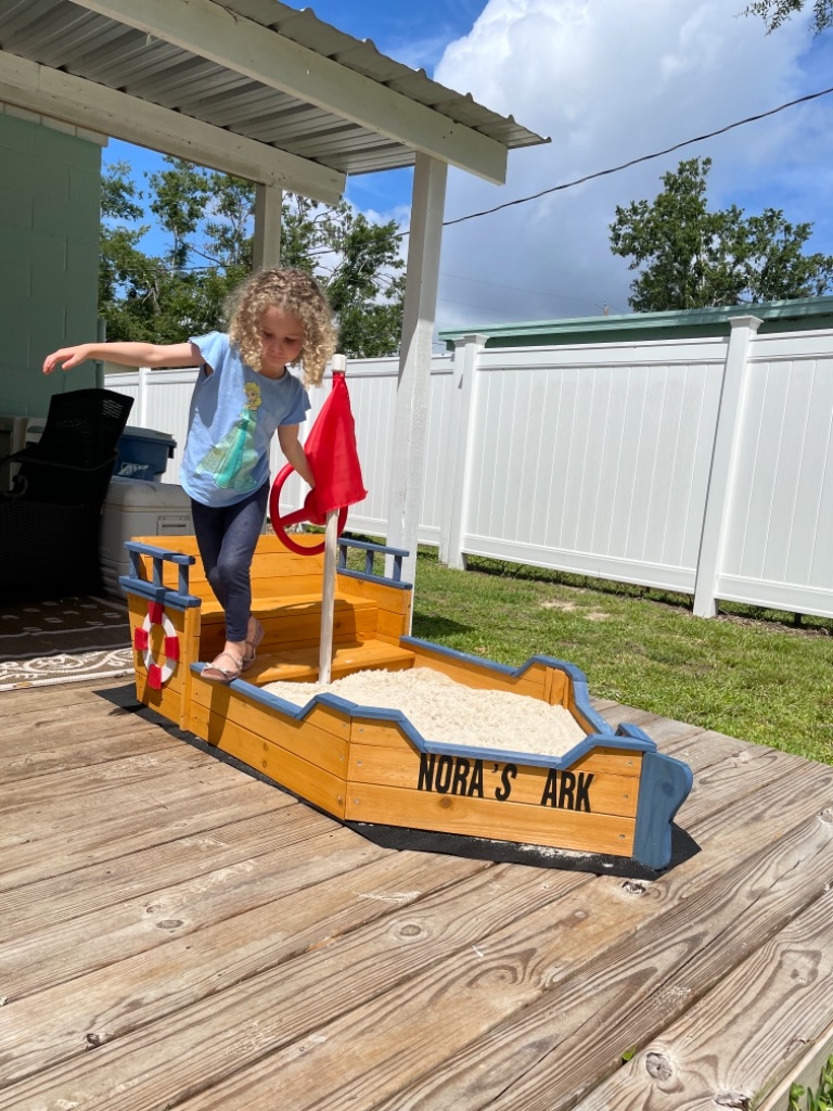 Outsunny Kids Wooden Sandbox Pirate Ship Sandboat Children Outdoor ...