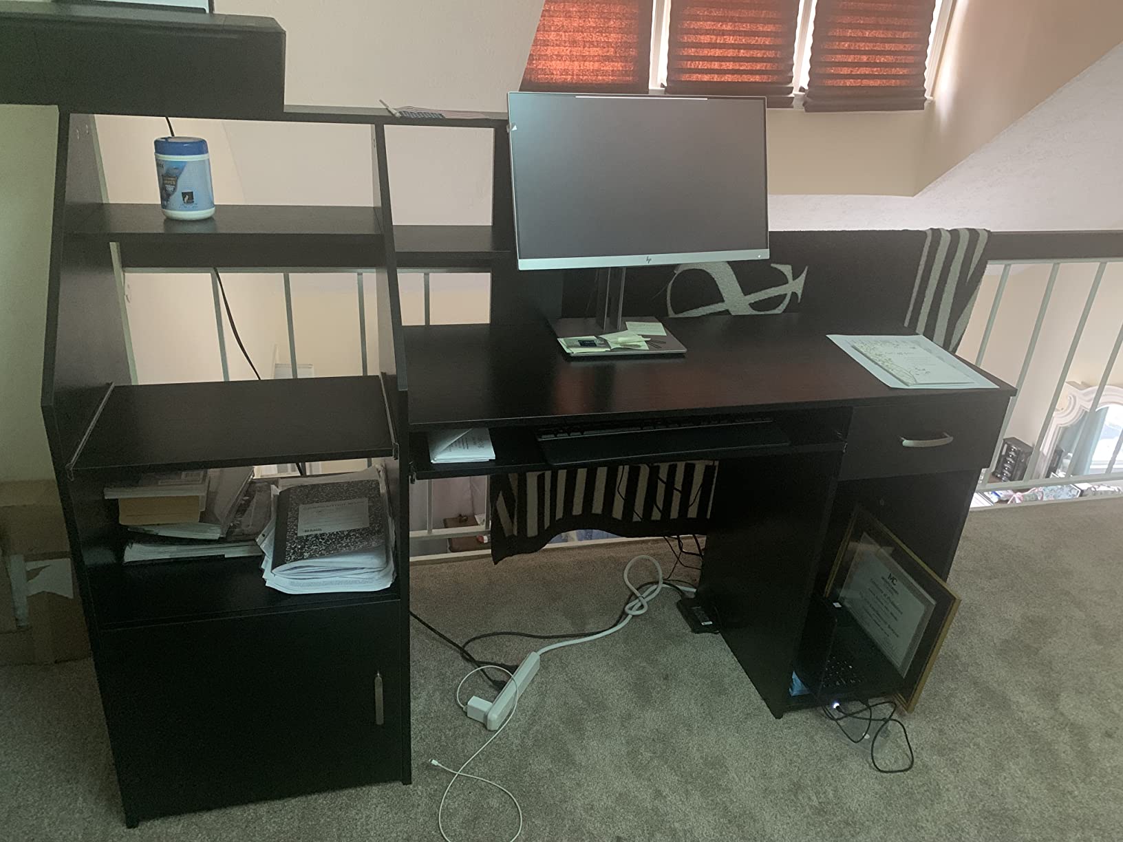 HOMCOM Computer Desk with Cabinet and Drawer, Home Office Gaming Table ...